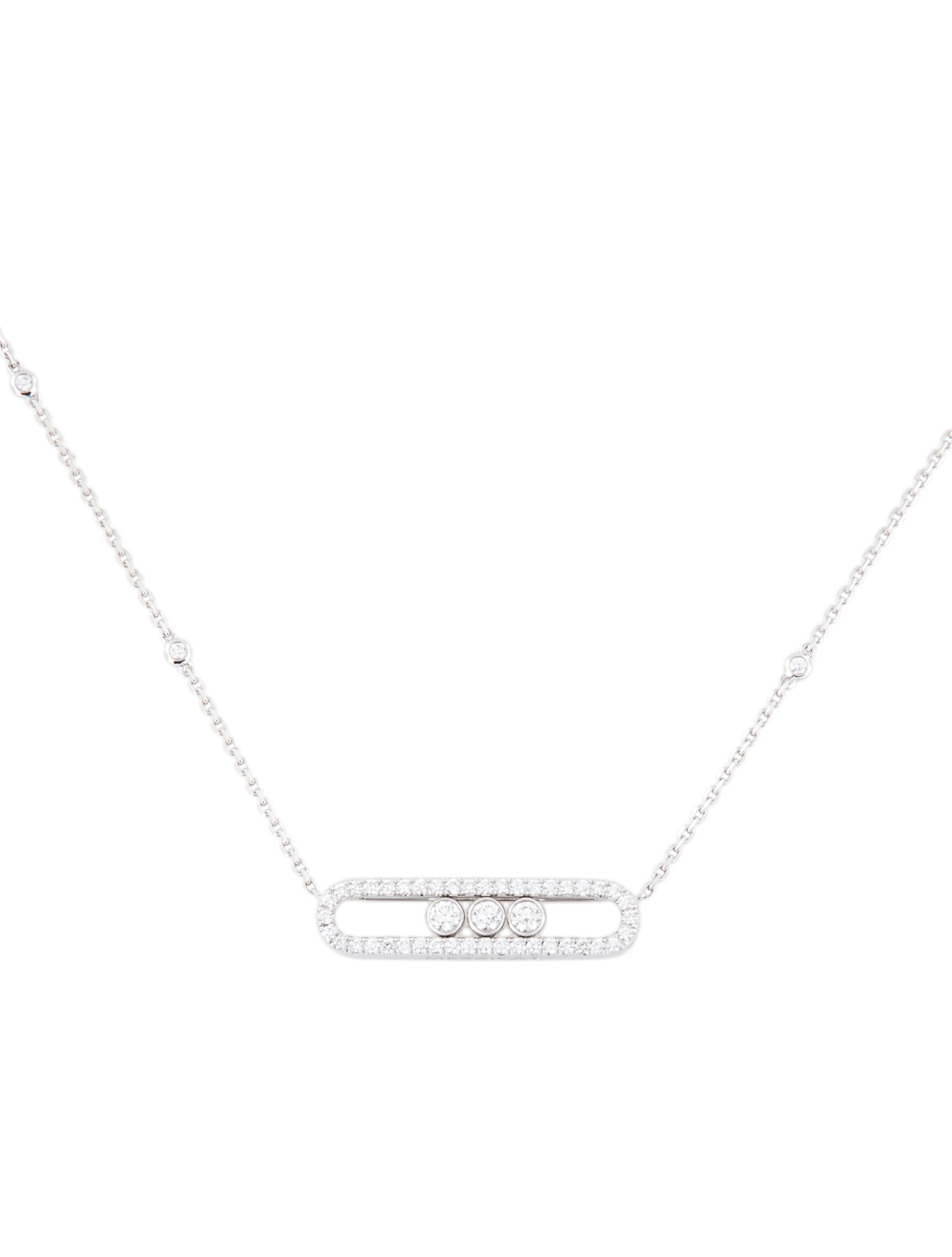 Messika 18K Diamond Move Pavé Necklace - Rhodium-Plated 18K White Gold Pendant Necklace ...