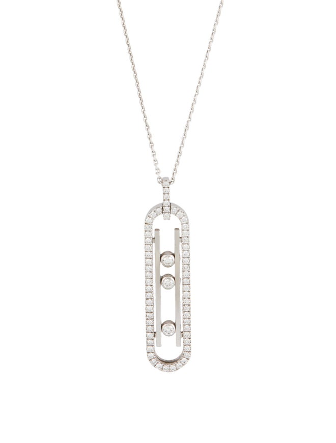 Messika 18K Diamond Move 10th Small Pendant Necklace - Rhodium-Plated 18K White Gold Pendant ...