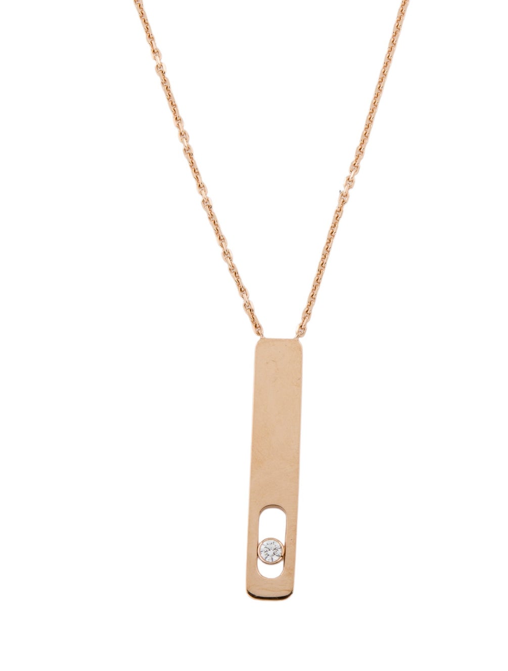 Messika 18K Diamond My First Large Bar Necklace - 18K Rose Gold Chain, Necklaces - MSK20600 ...