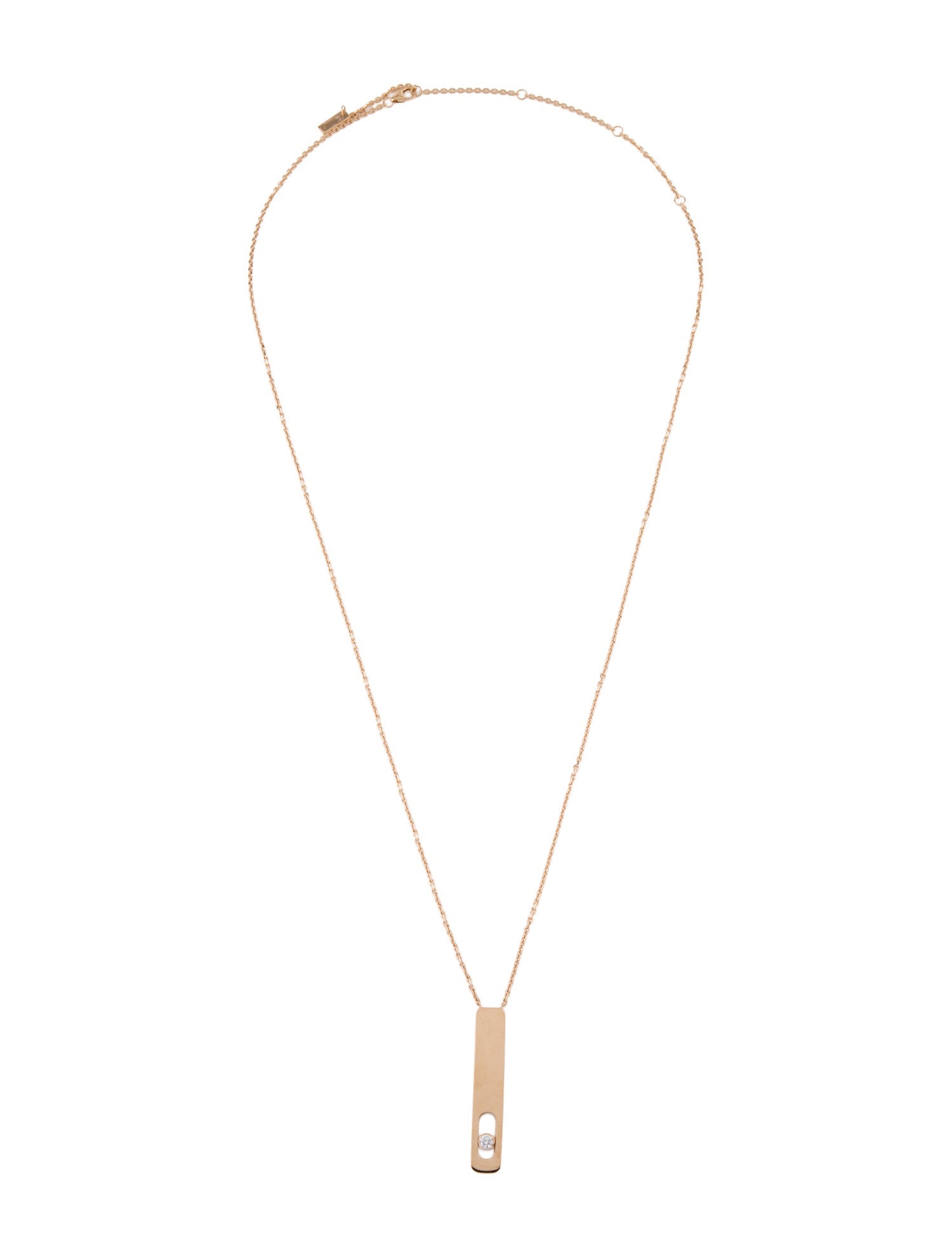 Messika 18K Diamond My First Large Bar Necklace - 18K Rose Gold Chain, Necklaces - MSK20600 ...