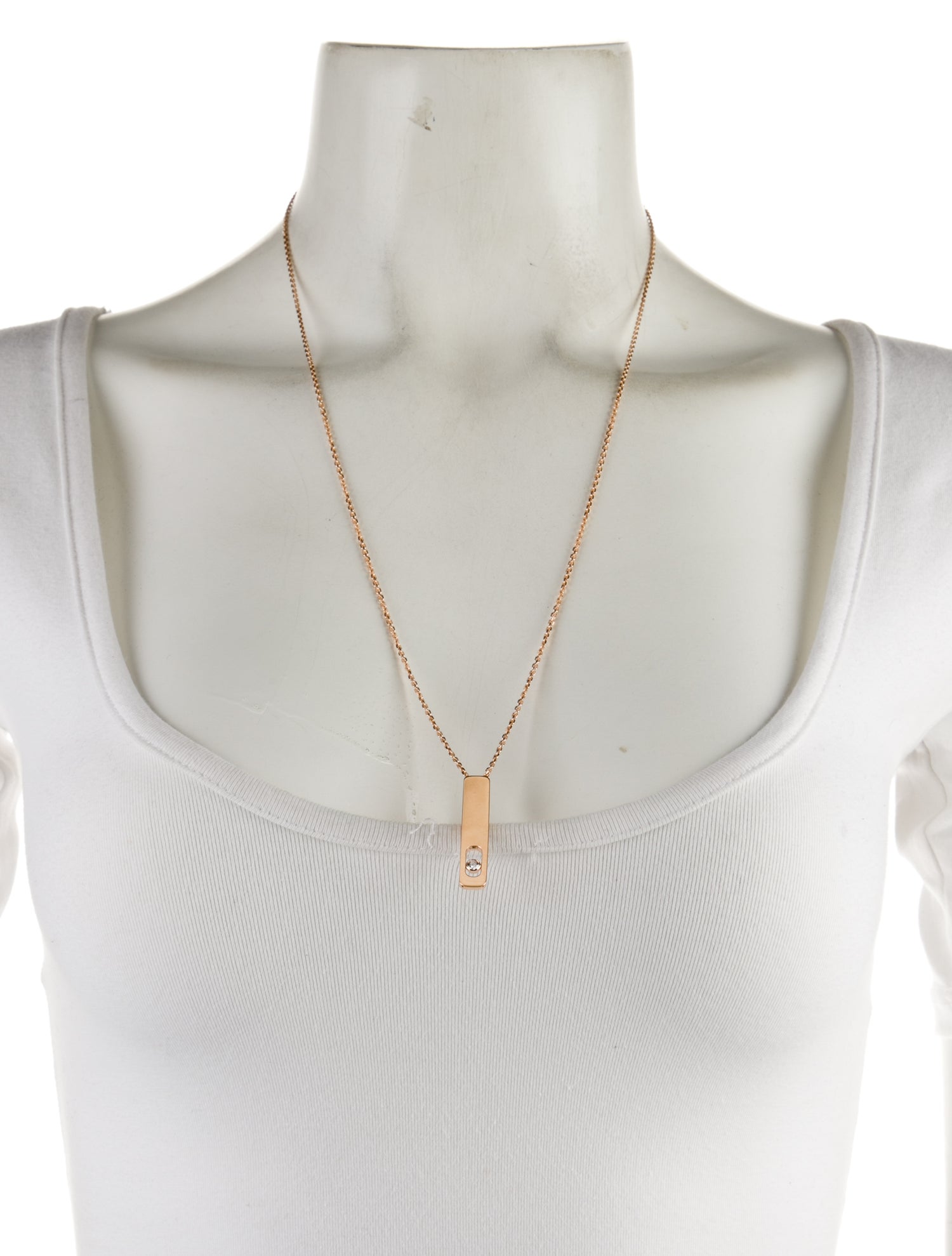 Messika 18K Diamond My First Large Bar Necklace - 18K Rose Gold Chain, Necklaces - MSK20600 ...
