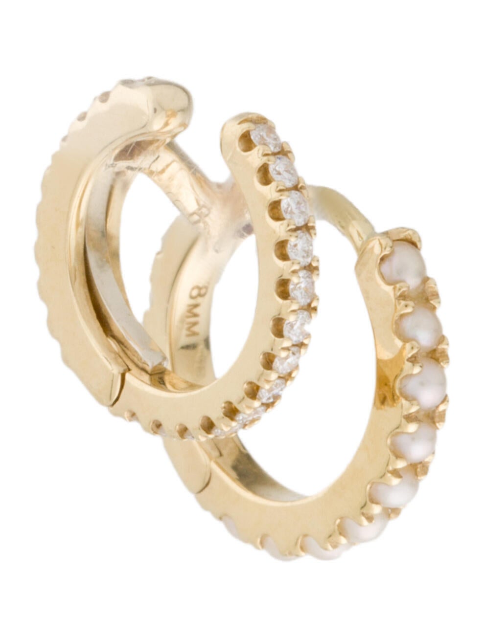 Maria Tash 18K Pearl and Diamond Double Eternity Linked Hoop Earring ...