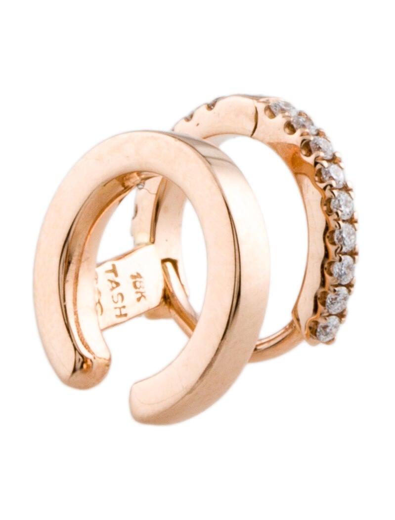 Maria Tash 18K Diamond Eternity and Plain Cuff Huggie Earring - 18K ...