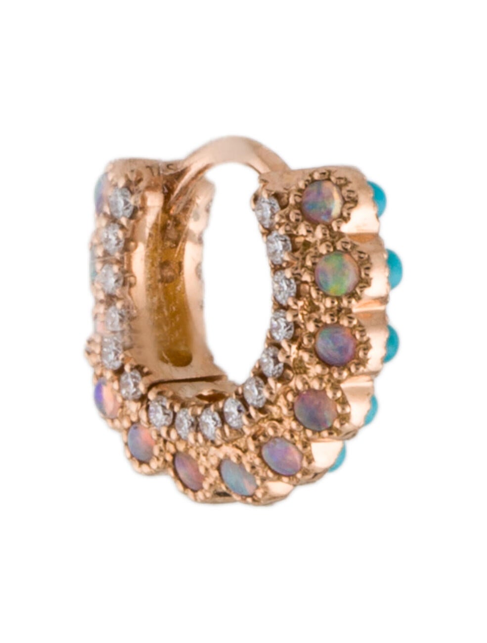 Maria Tash 18K Double-Sided Low Hinge Diamond, Turquoise, & Opal Apsara ...