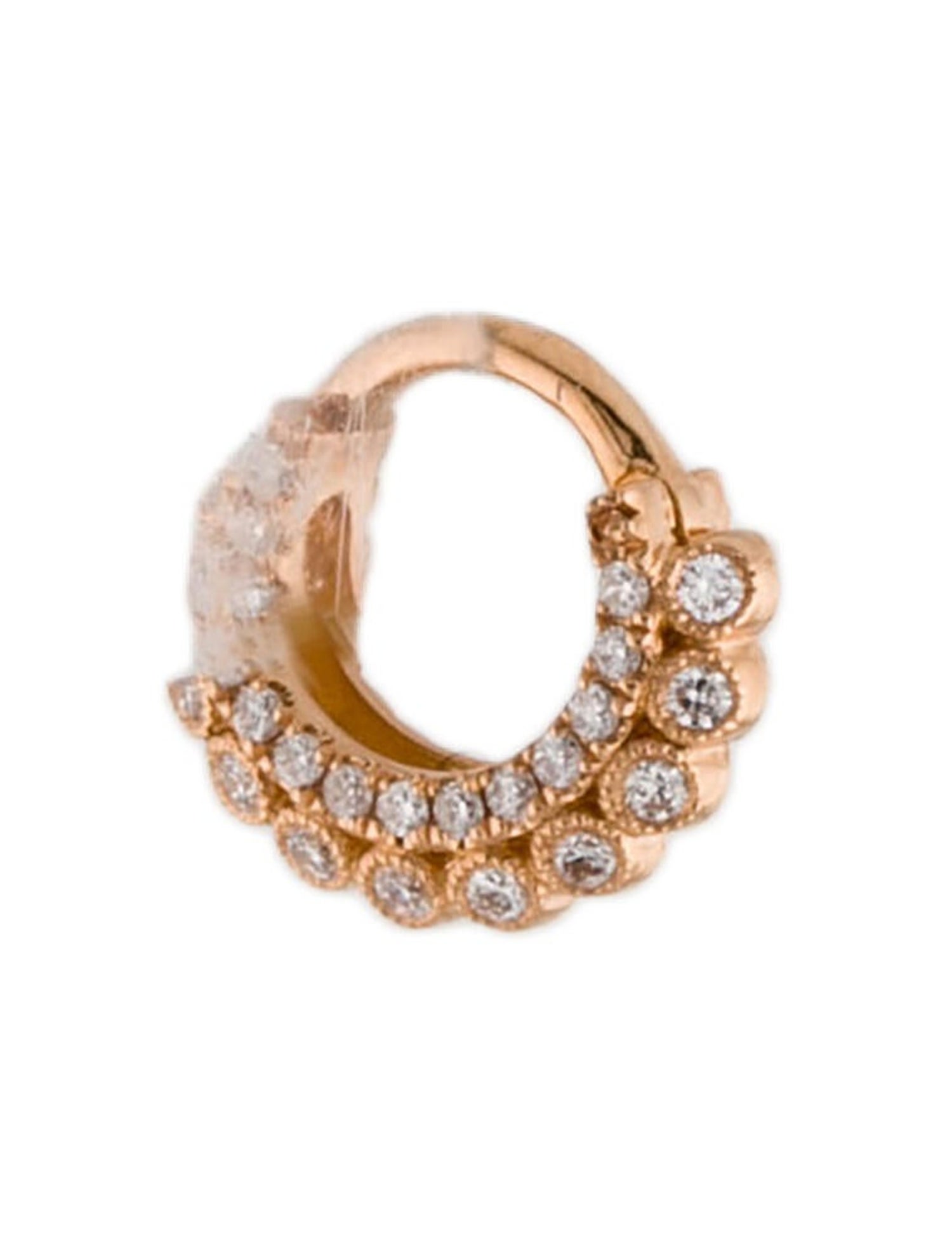 Maria Tash 18K Diamond Single Huggie - 18K Rose Gold Single Earring ...