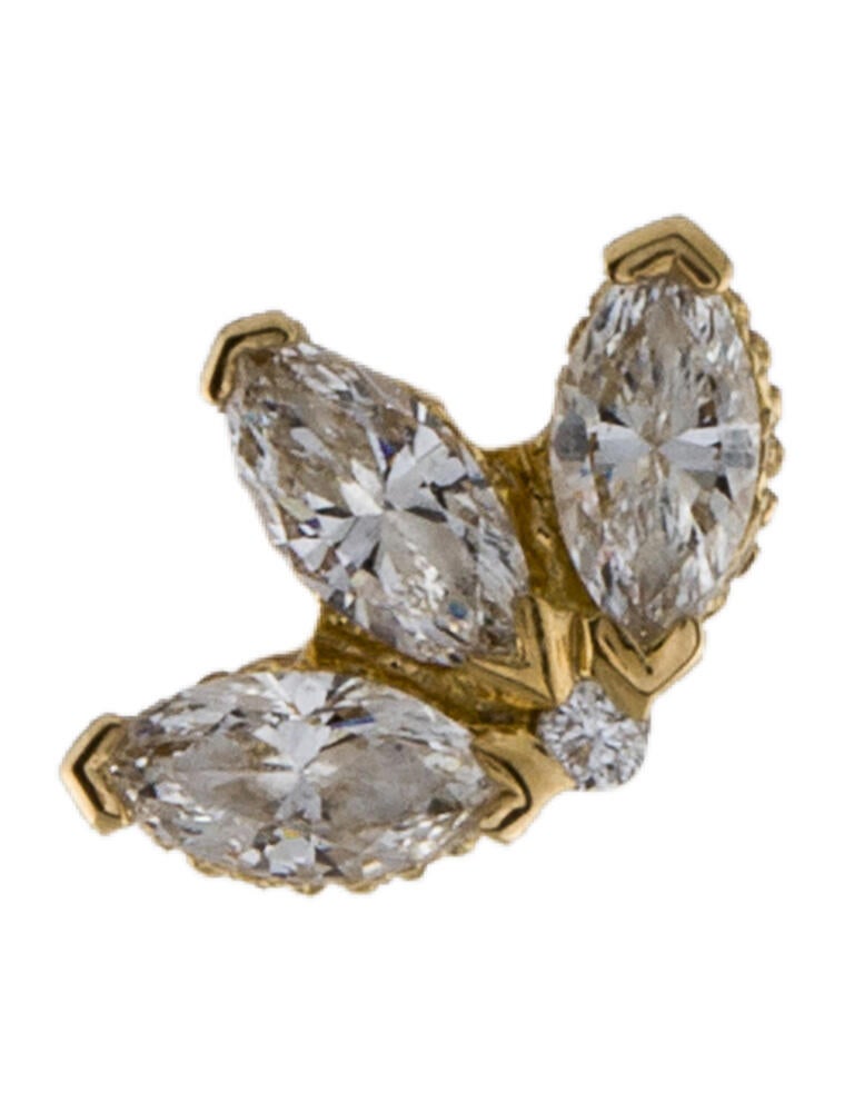 Maria Tash 18K Diamond Engraved Lotus Threaded Stud Earring - 18K ...