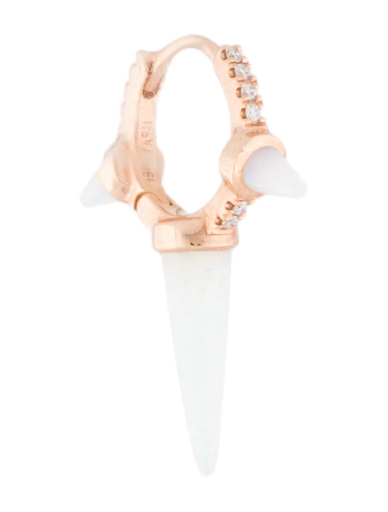 Maria Tash 18K Synthetic Opal & Diamond Triple Spike Single Hoop ...