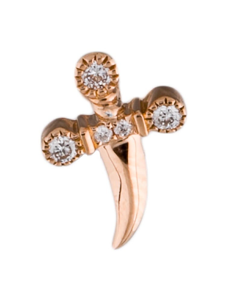 Maria Tash 14K Diamond Dagger Threaded Single Stud Earring - 14K Rose ...