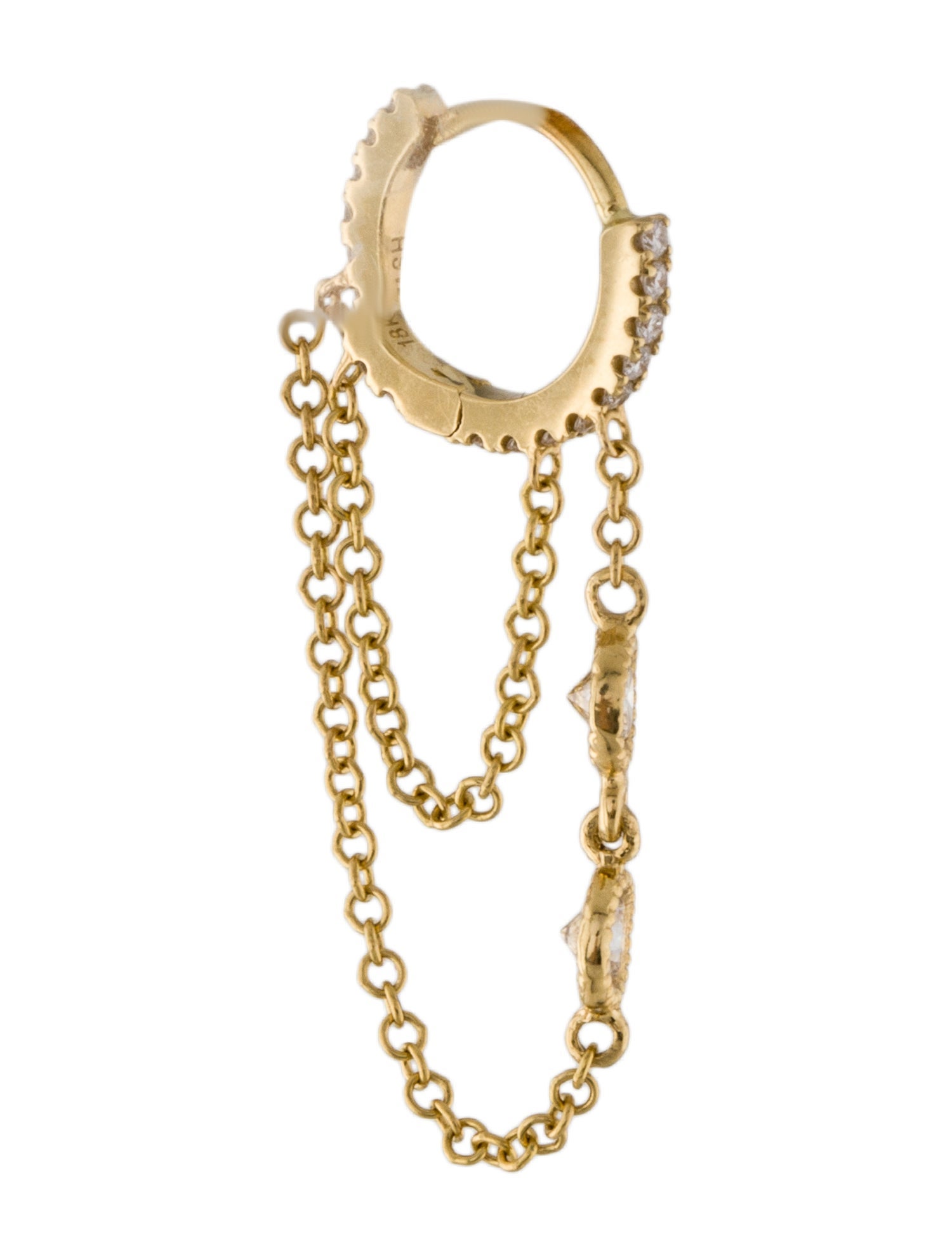 Maria Tash 18K Diamond Double Chain Eternity Earrings - 18K Yellow Gold ...