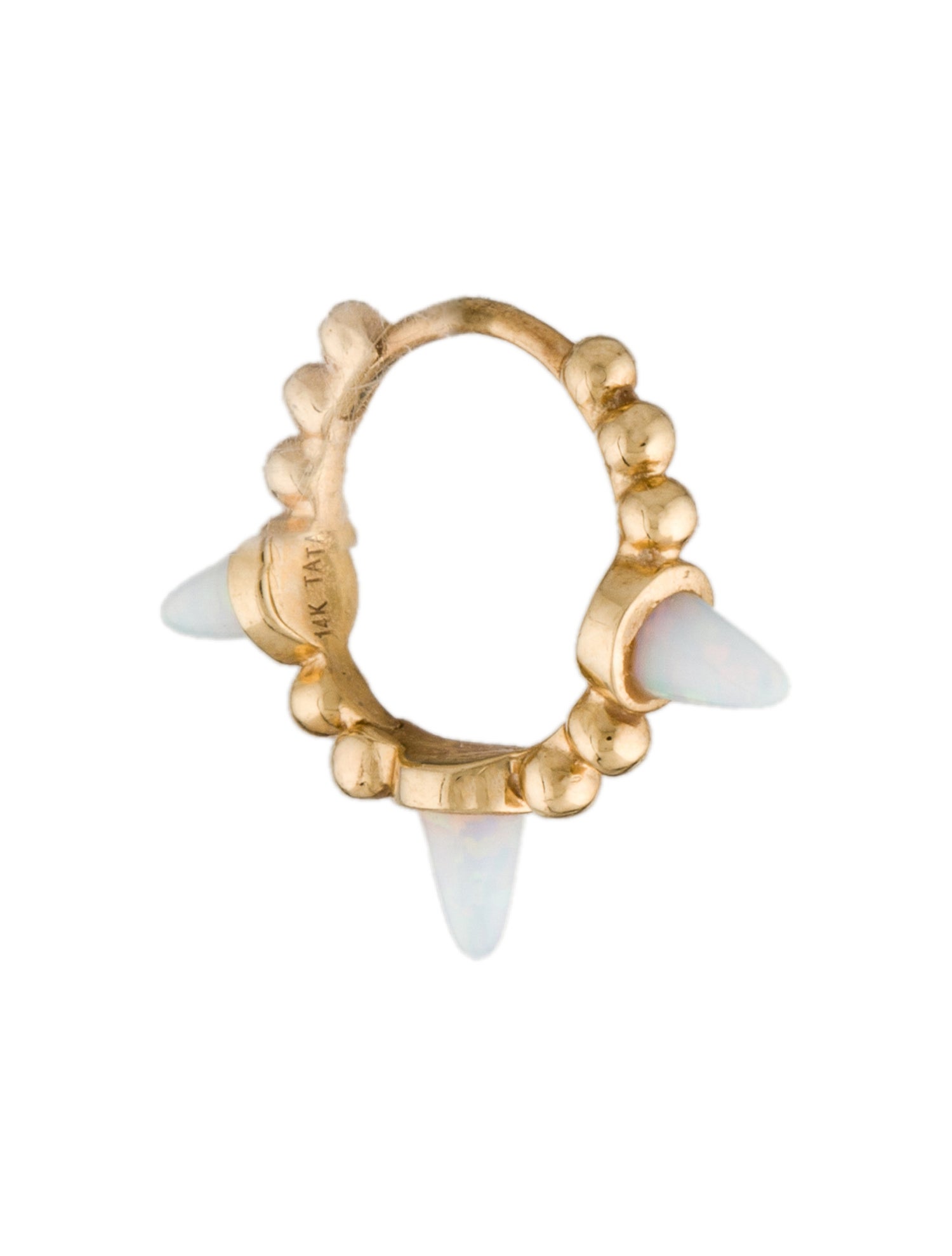 Maria Tash 14K Synthetic Opal Triple Short Spike Granulated Hoop Single ...