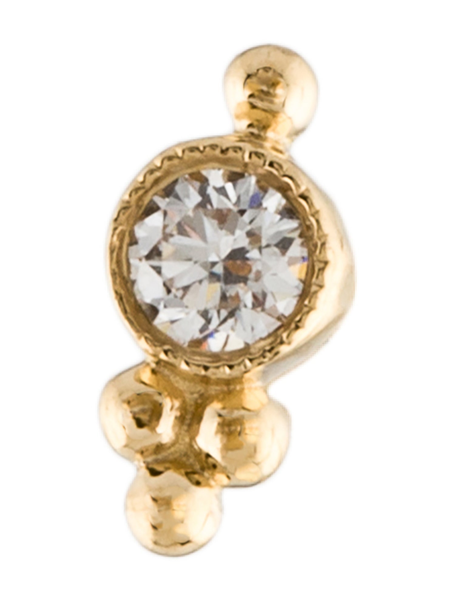 Maria Tash 18K Diamond Four Ball Trinity Single Stud Earrings - 14K ...