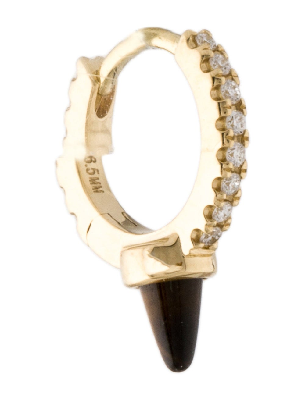 Maria Tash 18K Tiger's Eye Quartz & Diamond Short Spike Single Huggie ...