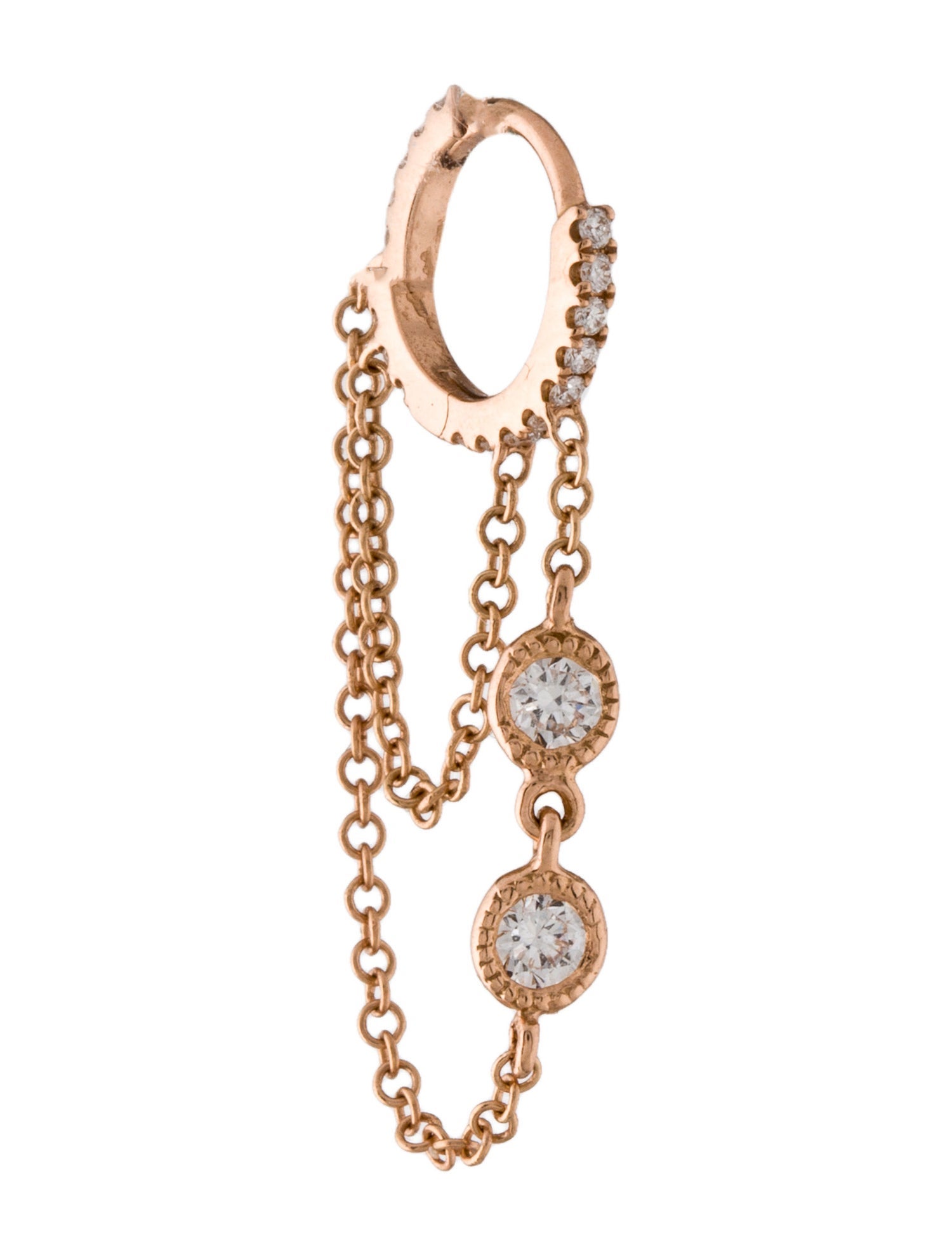 Maria Tash 14K Diamond Eternity with Two Chains Hoop Earring - 14K Rose ...