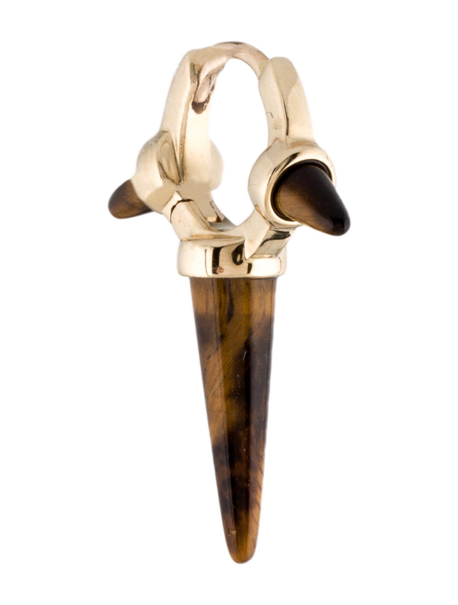 Maria Tash 14K Tiger's Eye Triple Long Spike Hoop Earring - 14K Yellow ...