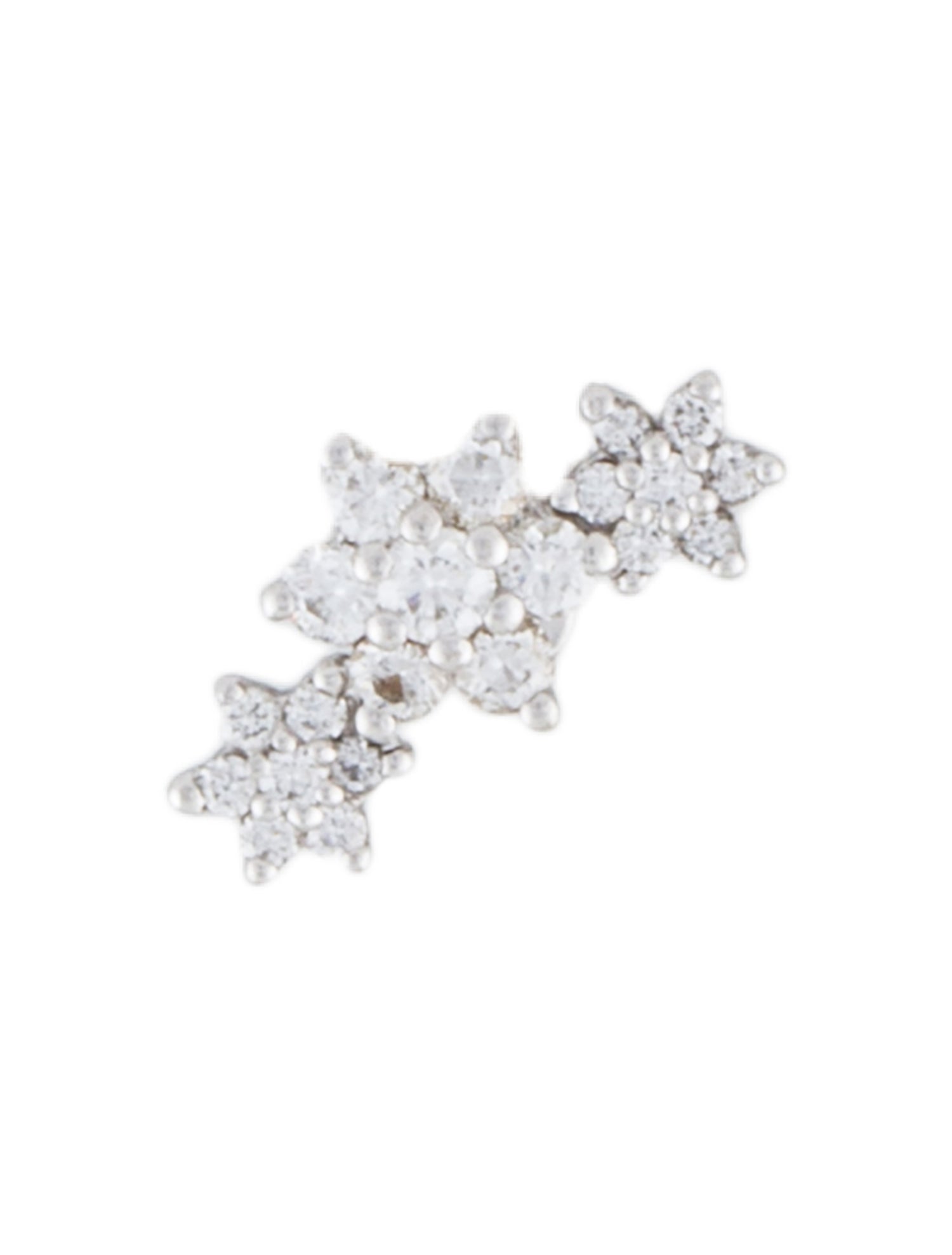 Maria Tash Diamond Three Flower Garland Threaded Single Stud Earring ...