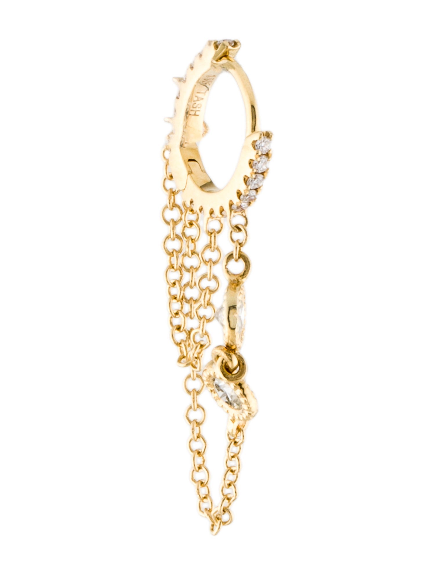 Maria Tash 18K Diamond Eternity with Two Rounds & Two Chains Hoop ...