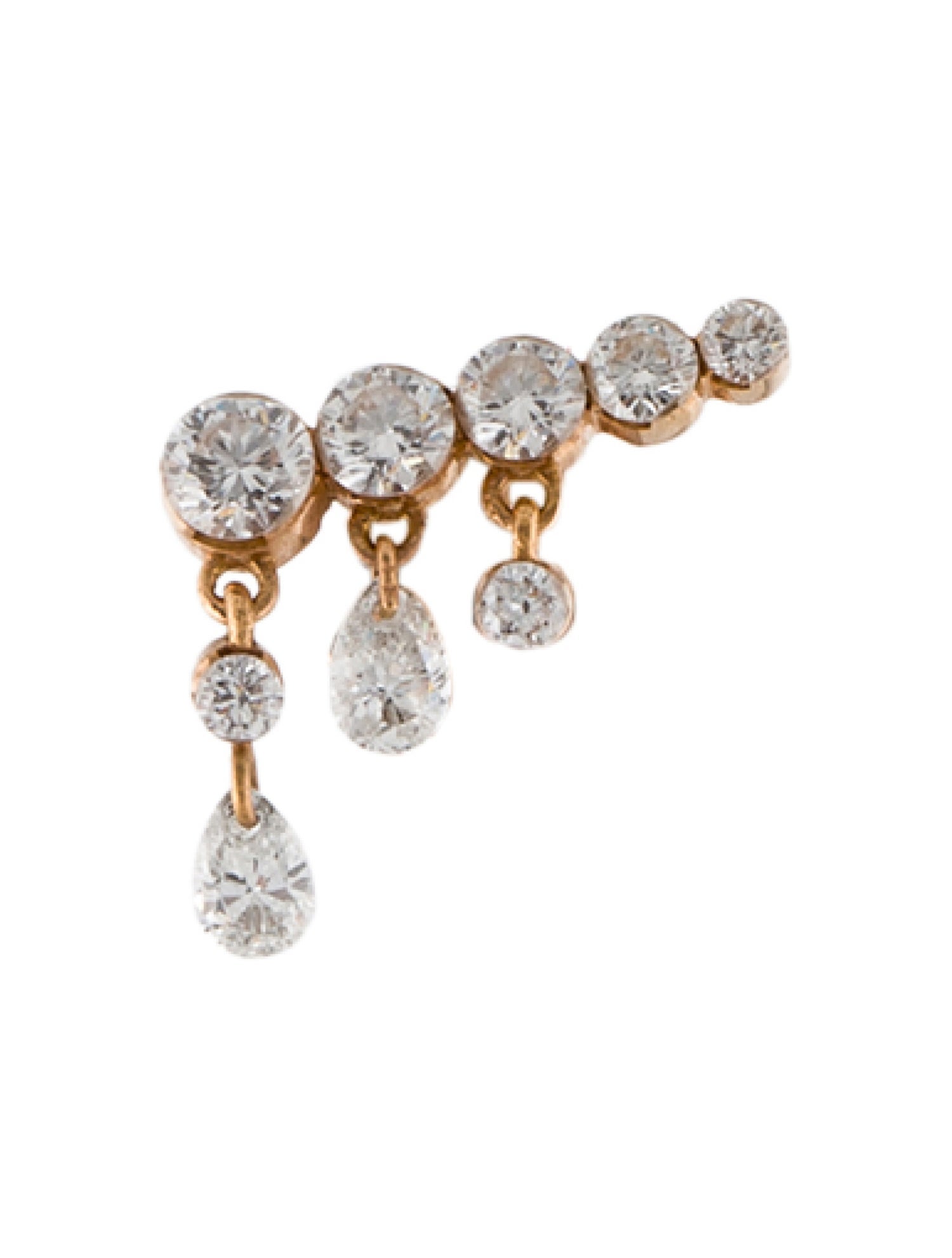 Maria Tash 18K Diamond Crescendo Bar Threaded Stud Earring - Rhodium ...