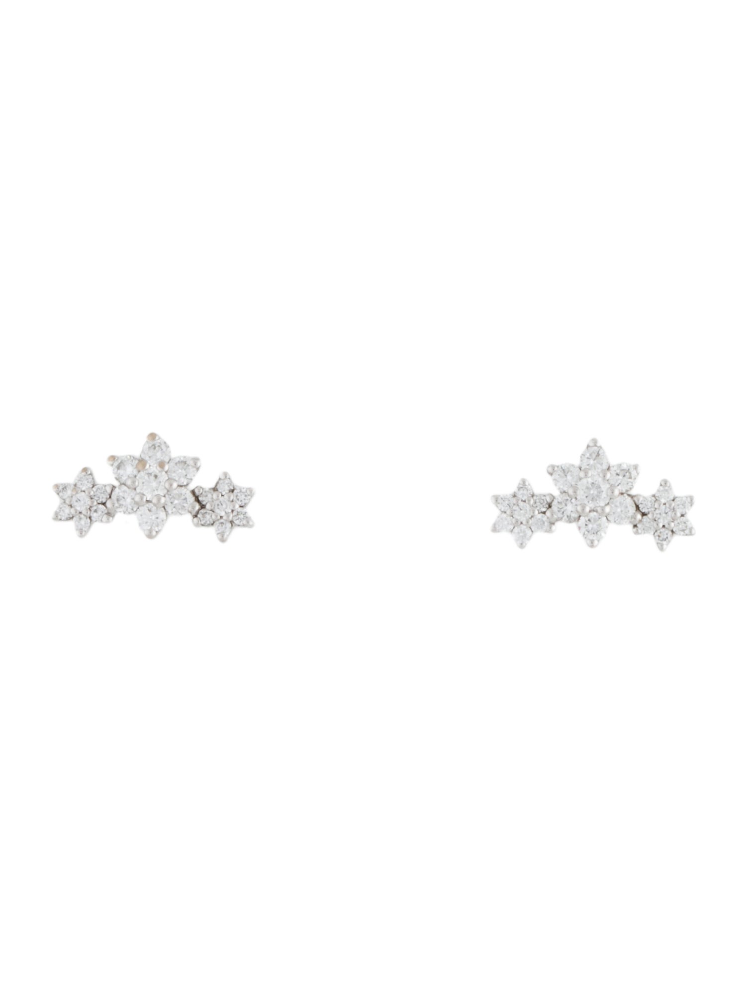 Maria Tash 18K Three Flower Garland Diamond Stud Earrings - 14K White ...