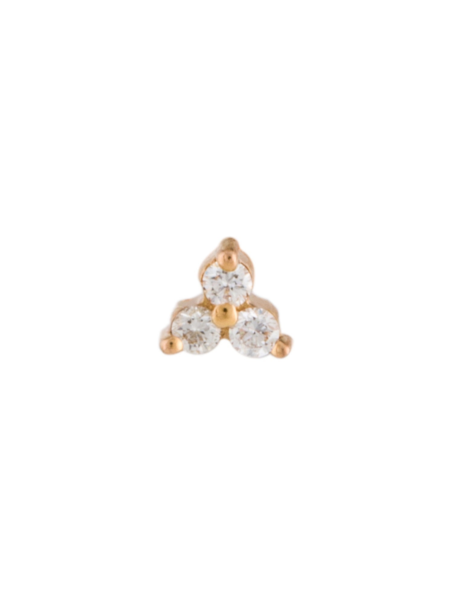 Maria Tash Diamond Trinity Threaded Single Stud Earring - 14K Rose Gold Stud, Earrings ...