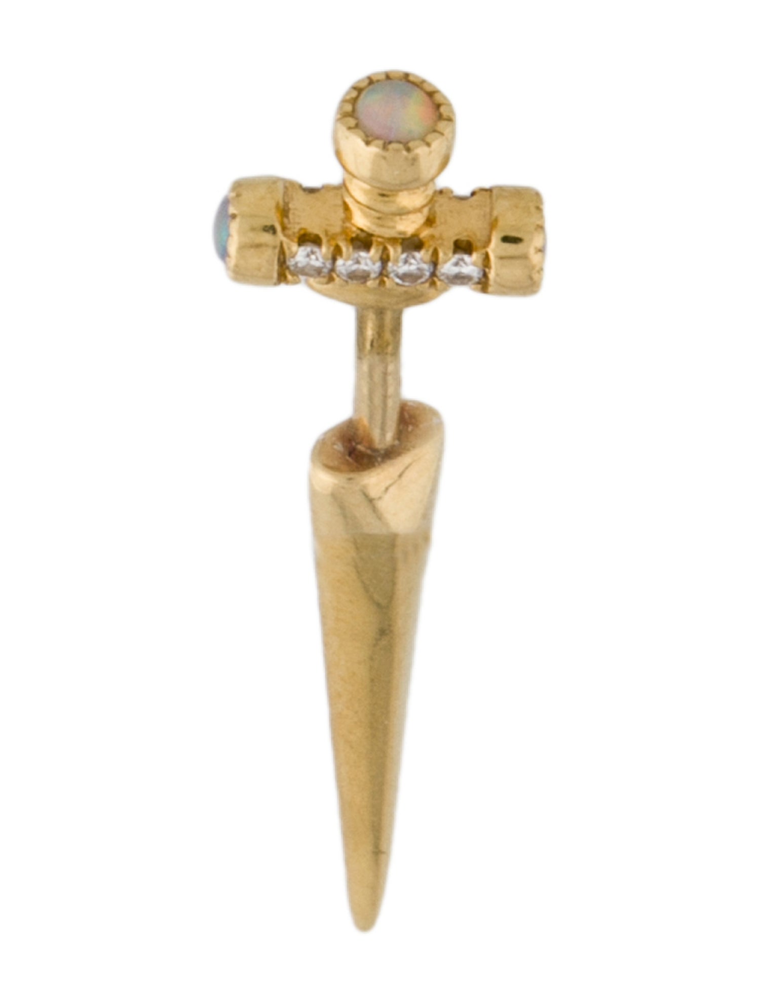 Maria Tash 18K Opal & Diamond Sword Earring - 18K Yellow Gold Drop ...