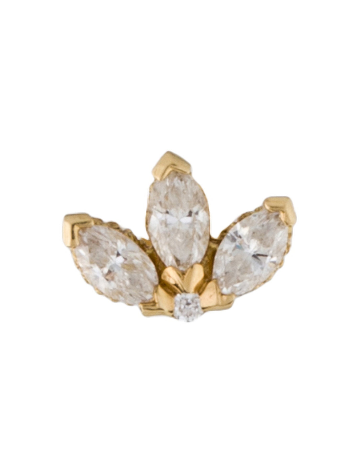 Maria Tash Diamond Engraved Lotus Single Stud Threader Earring - 14K ...