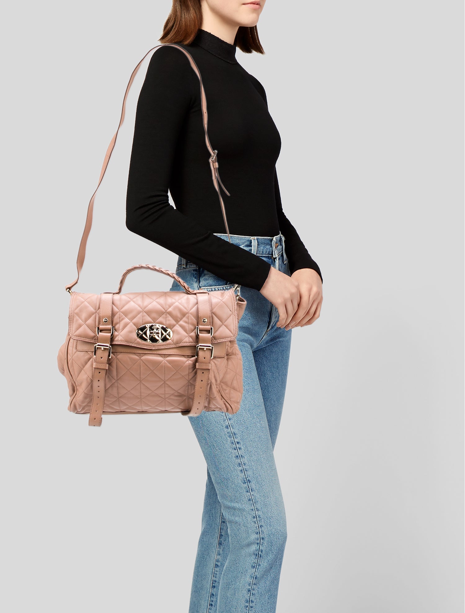 Mulberry Leather Braided Handle Bag - Brown Handle Bags, Handbags ...