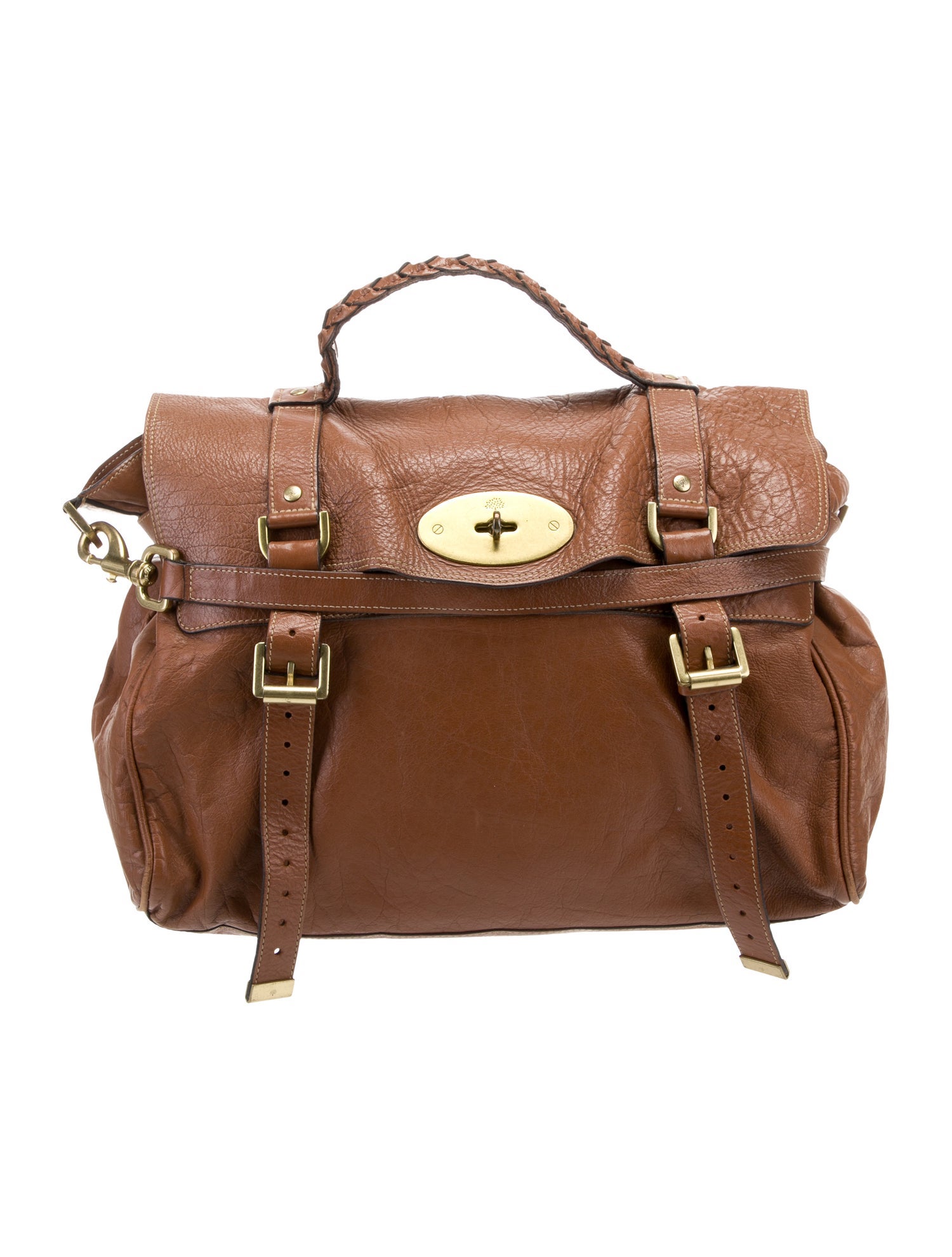 Mulberry Braided Leather Handle Bag - Brown Handle Bags, Handbags ...