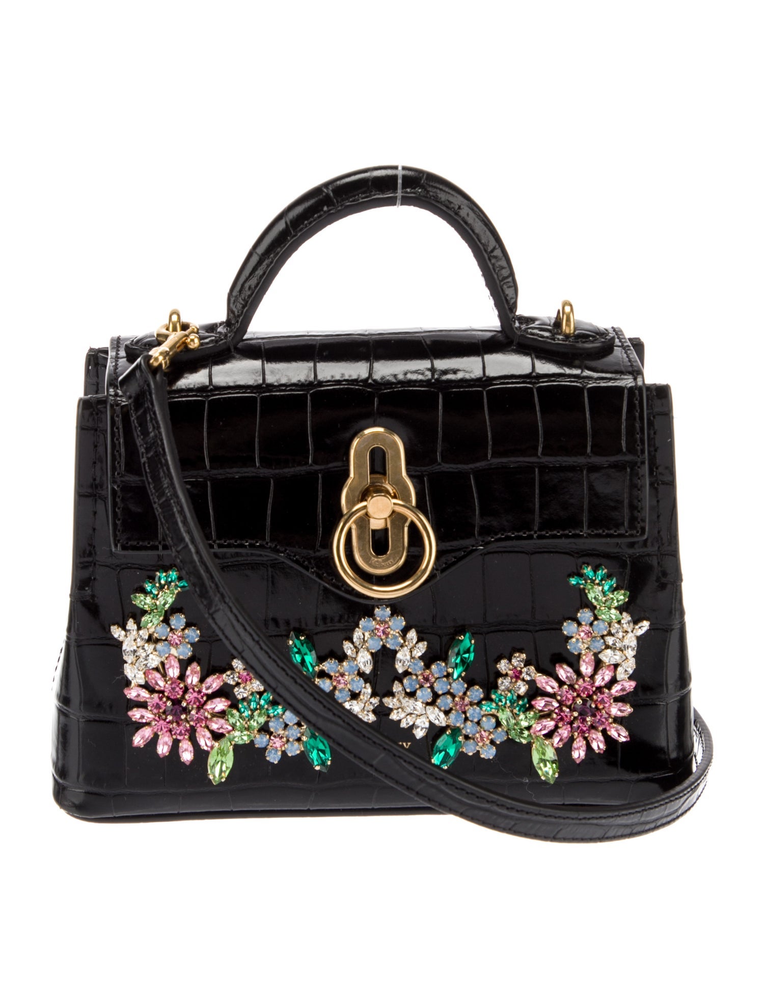 Mulberry Embossed Leather Handle Bag - Black Handle Bags, Handbags ...