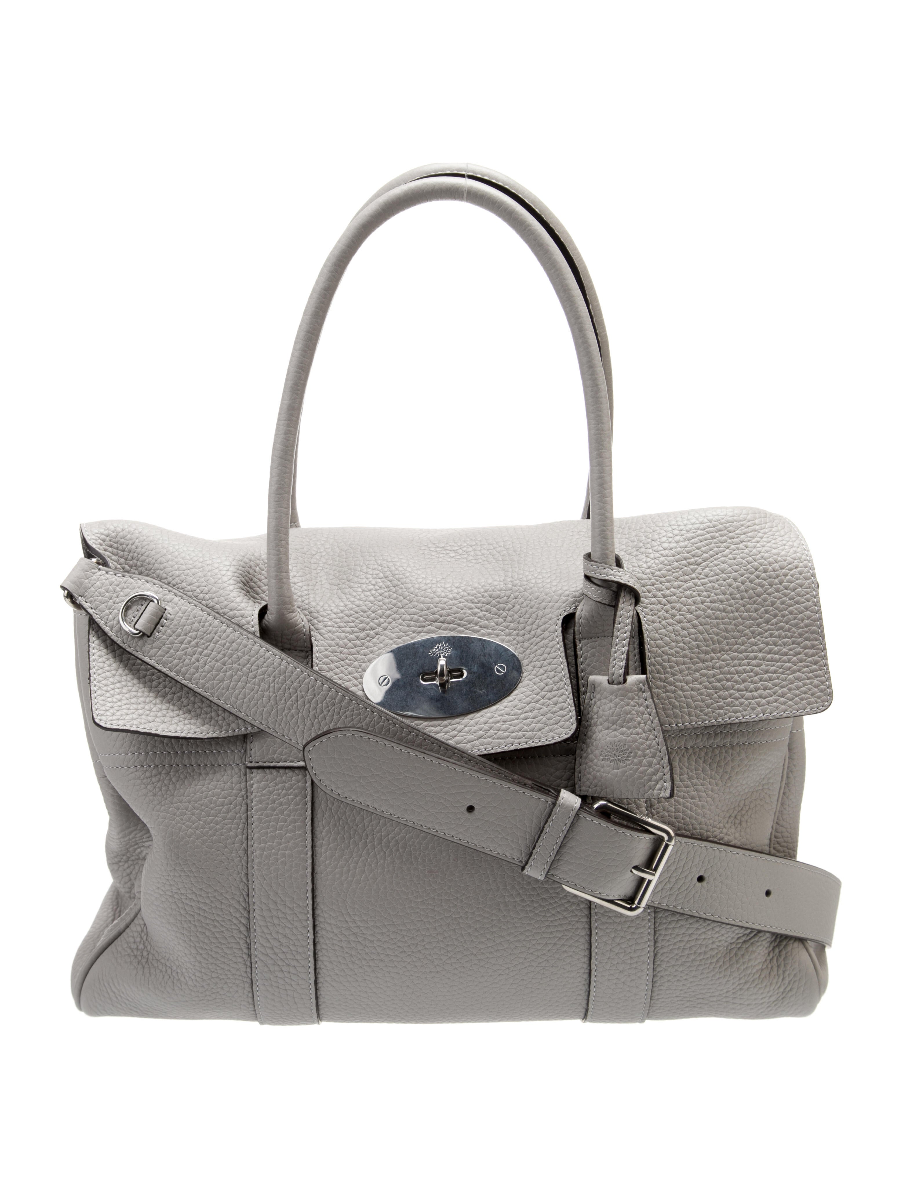 Mulberry Flap Top Leather Handle Bag - Grey Handle Bags, Handbags ...