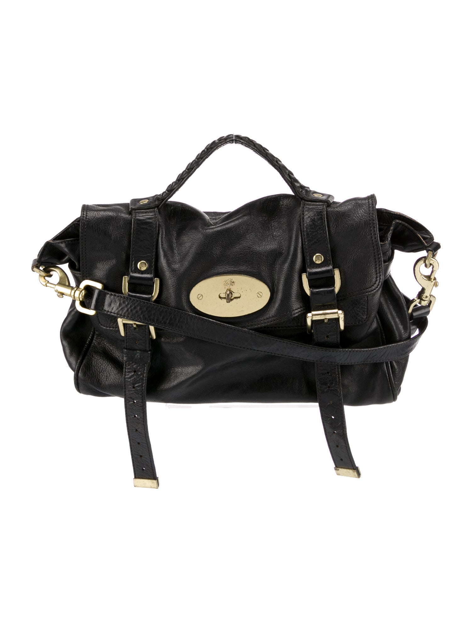 Mulberry Leather Braided Bag - Black Handle Bags, Handbags - MUL38528 ...