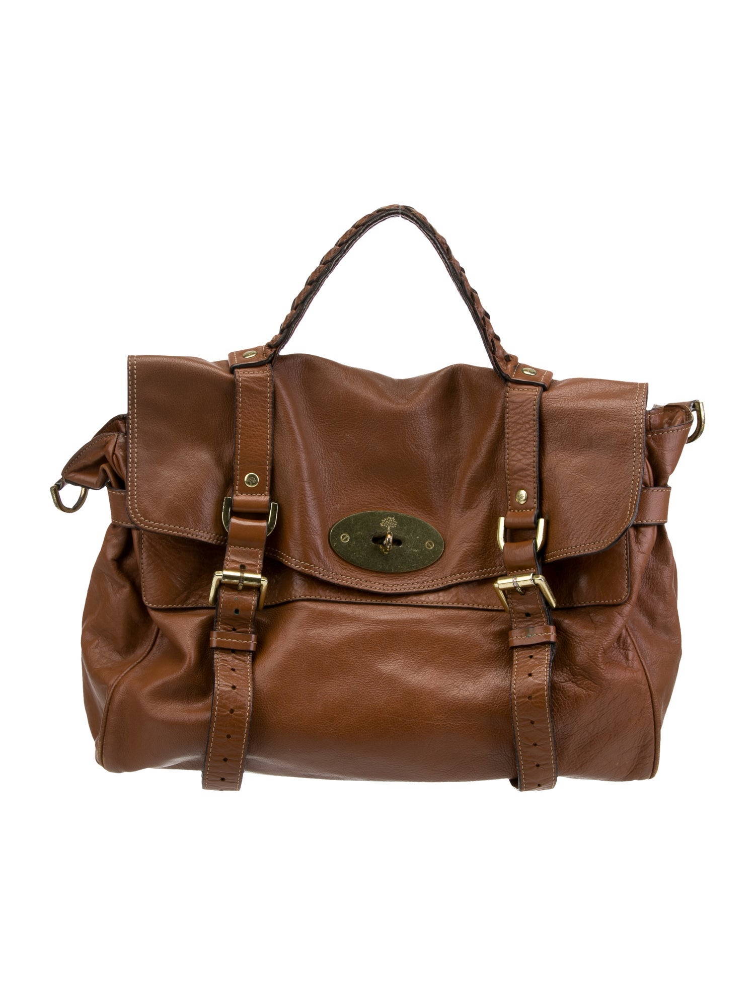 Mulberry Braided Leather Handle Bag - Brown Handle Bags, Handbags ...