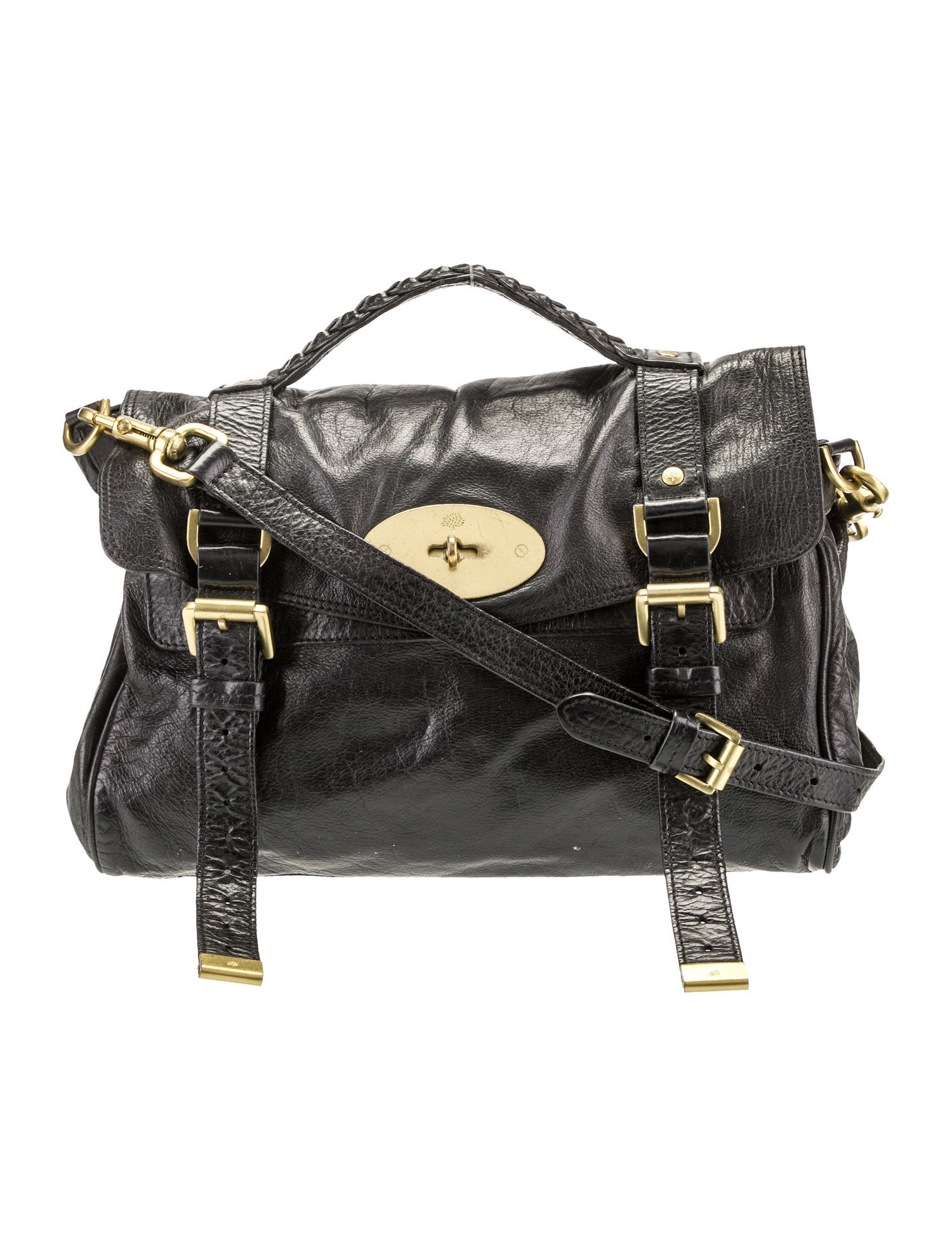 Mulberry Leather Top Handle Bag - Black Handle Bags, Handbags ...