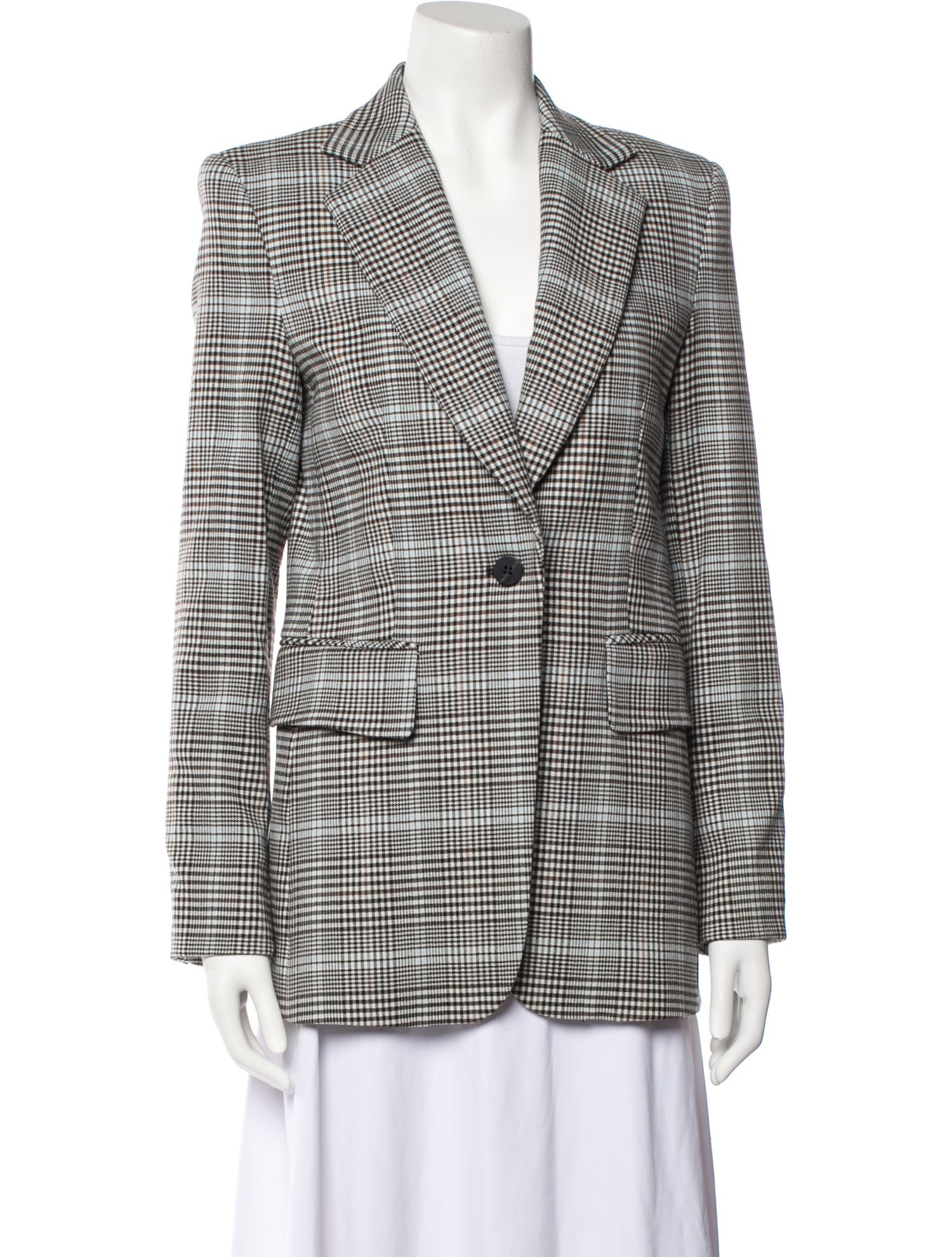 Michelle Waugh Plaid Print Blazer - Black Jackets, Clothing ...