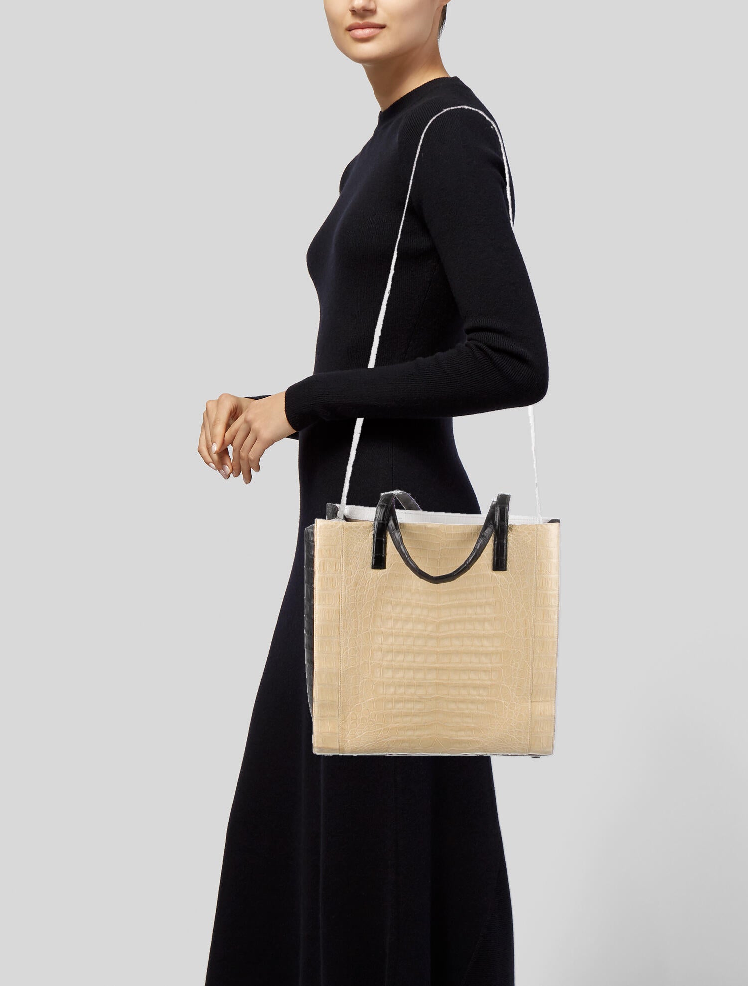 Nancy Gonzalez Large Crocodile Basket Tote - Grey Totes, Handbags ...