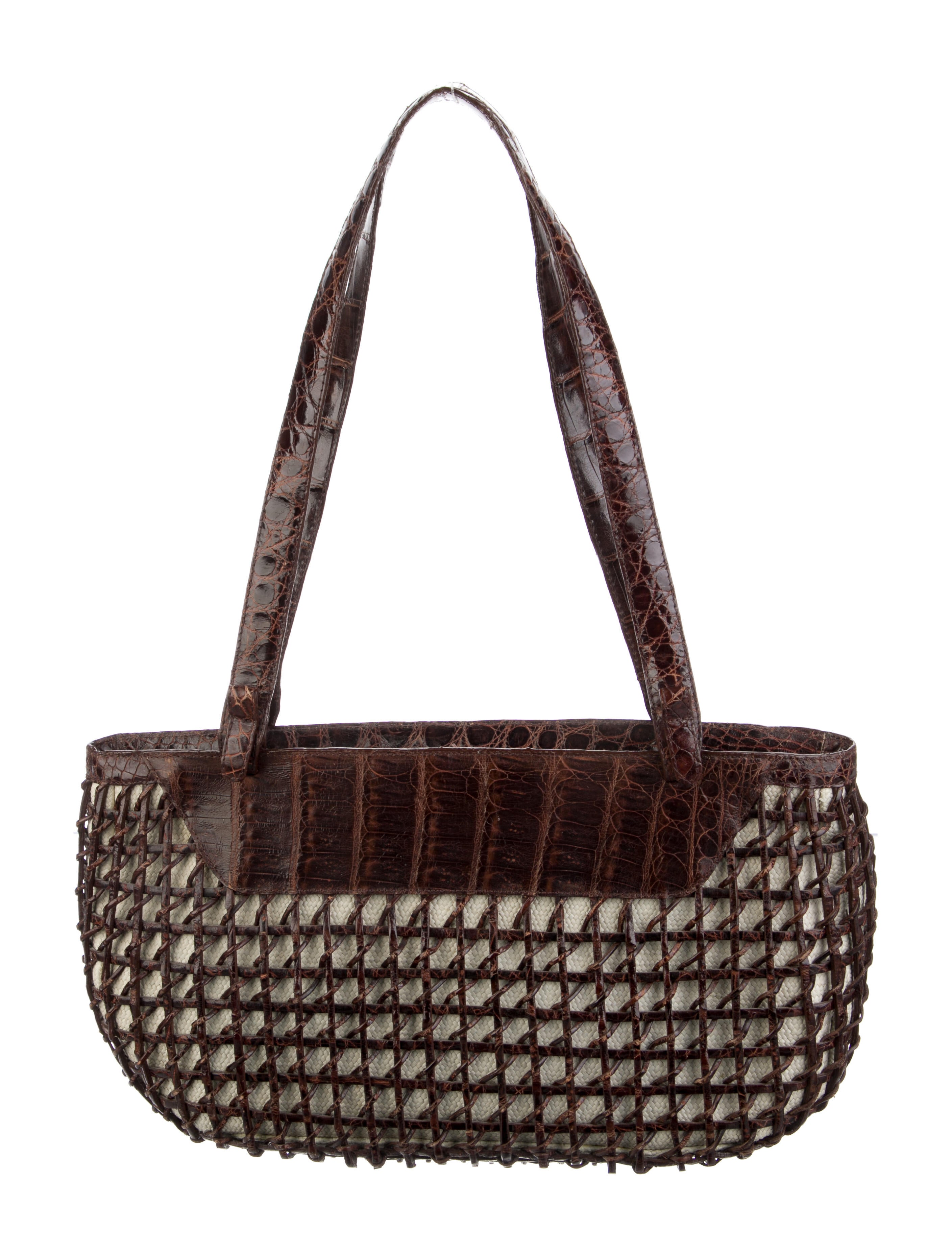 Nancy Gonzalez Crocodile-Trimmed Suede Shoulder Bag - Brown Shoulder ...