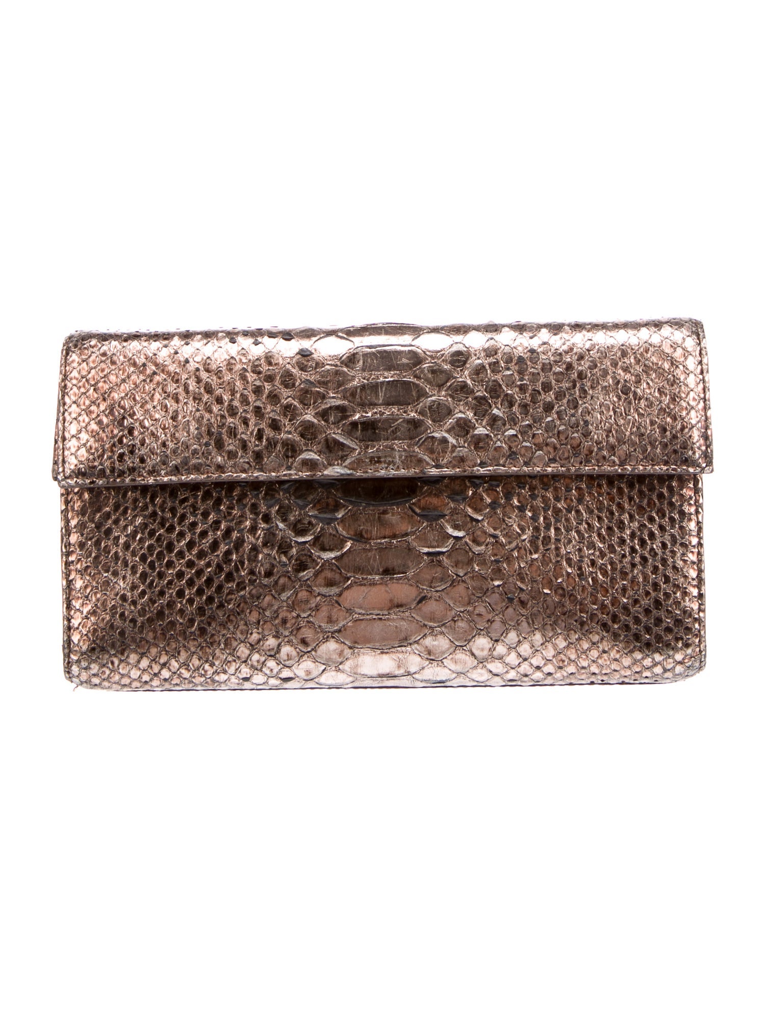 Nancy Gonzalez Metallic Python Clutch - Silver Clutches, Handbags ...