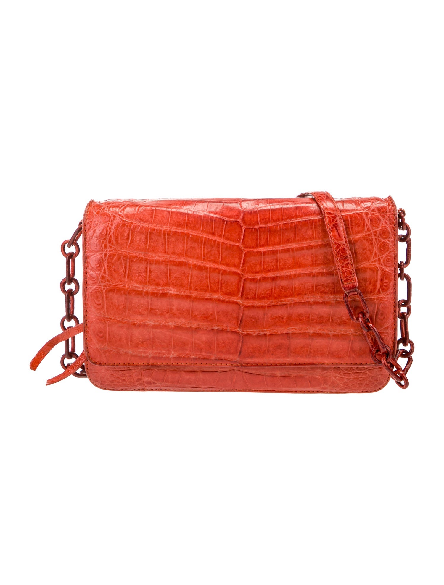 Nancy Gonzalez Chain Link Crocodile Crossbody Bag - Orange Crossbody ...