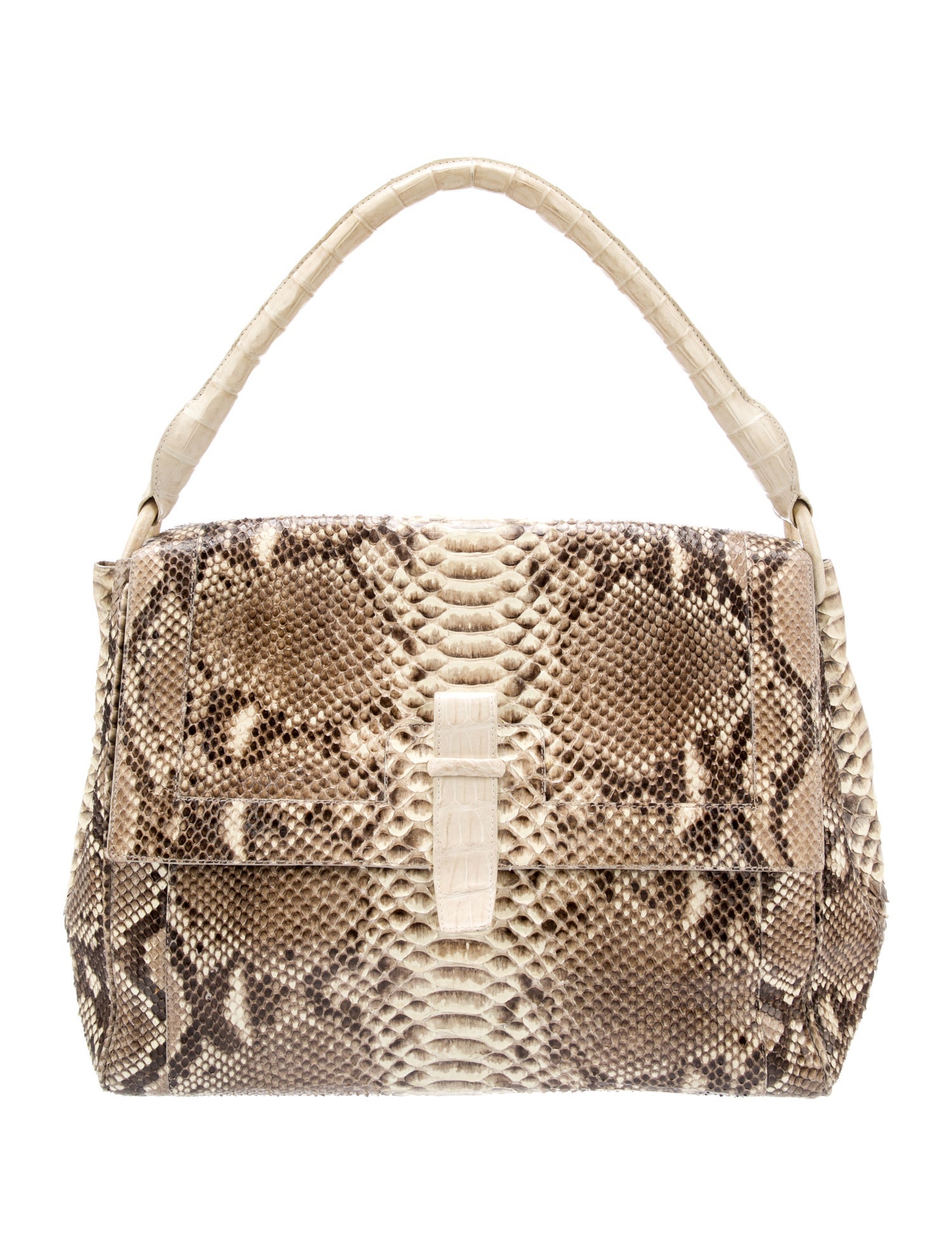 Nancy Gonzalez Python Handle Bag - Neutrals Handle Bags, Handbags ...