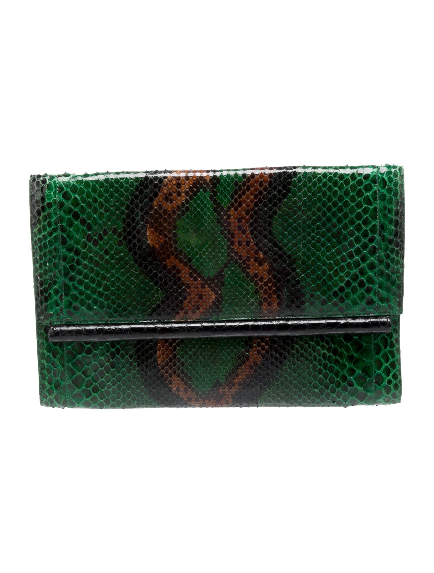Nancy Gonzalez Python Clutch - Green Clutches, Handbags - NAN40579 ...