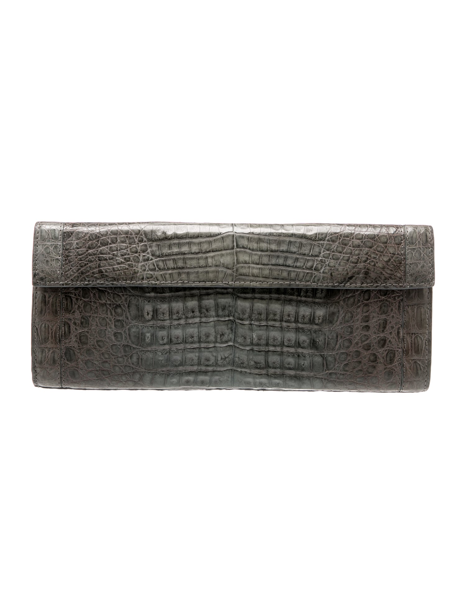 Nancy Gonzalez Crocodile Clutch - Grey Clutches, Handbags - NAN40885 ...