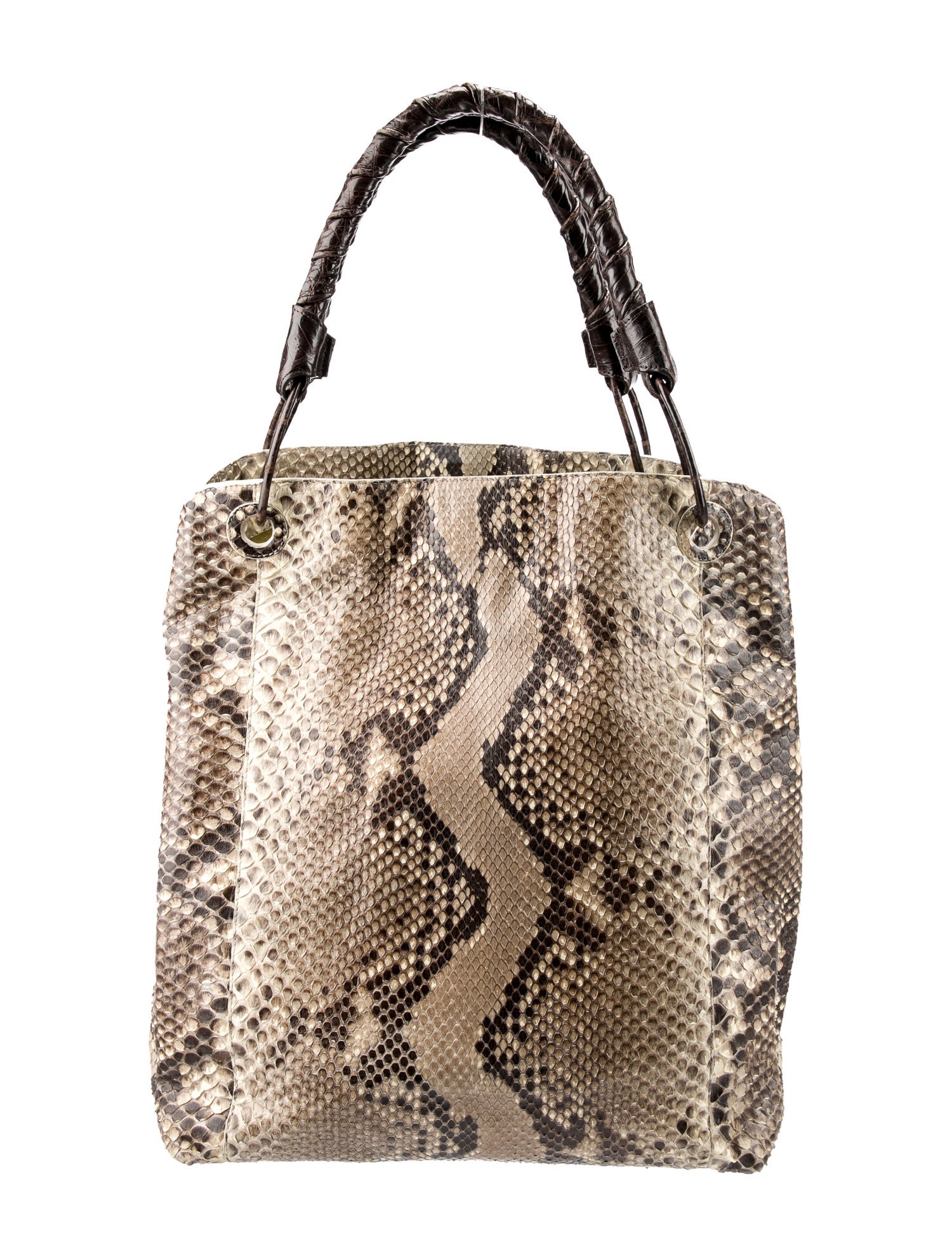 Nancy Gonzalez Python Top Handle Bag - Brown Handle Bags, Handbags ...