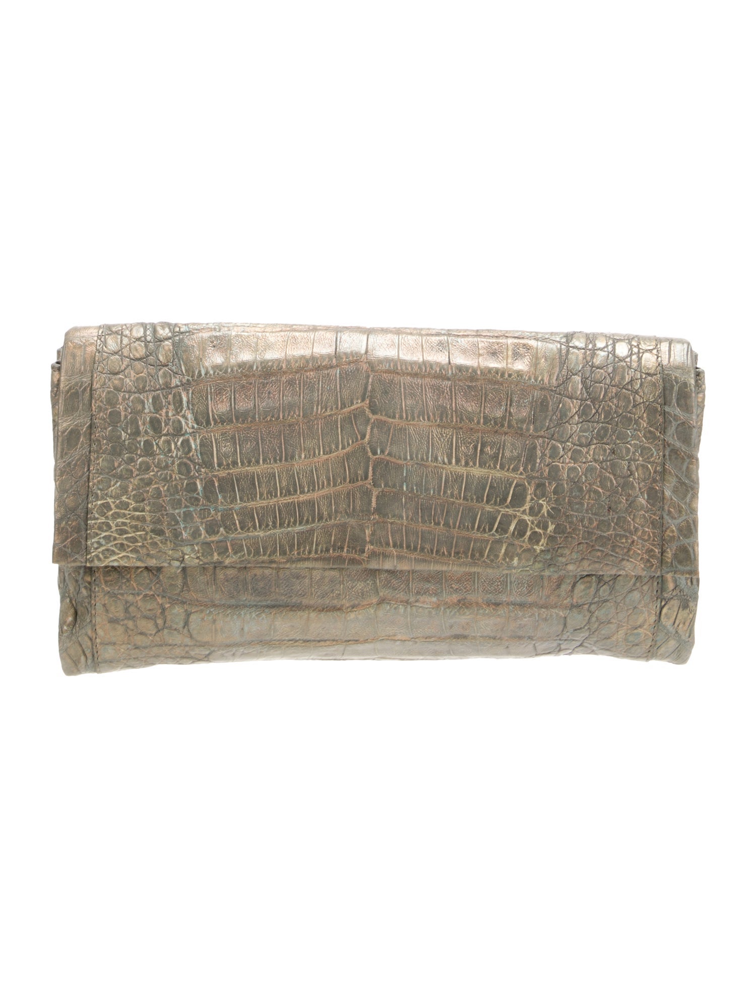 Nancy Gonzalez Embossed Leather Clutch - Green Clutches, Handbags ...