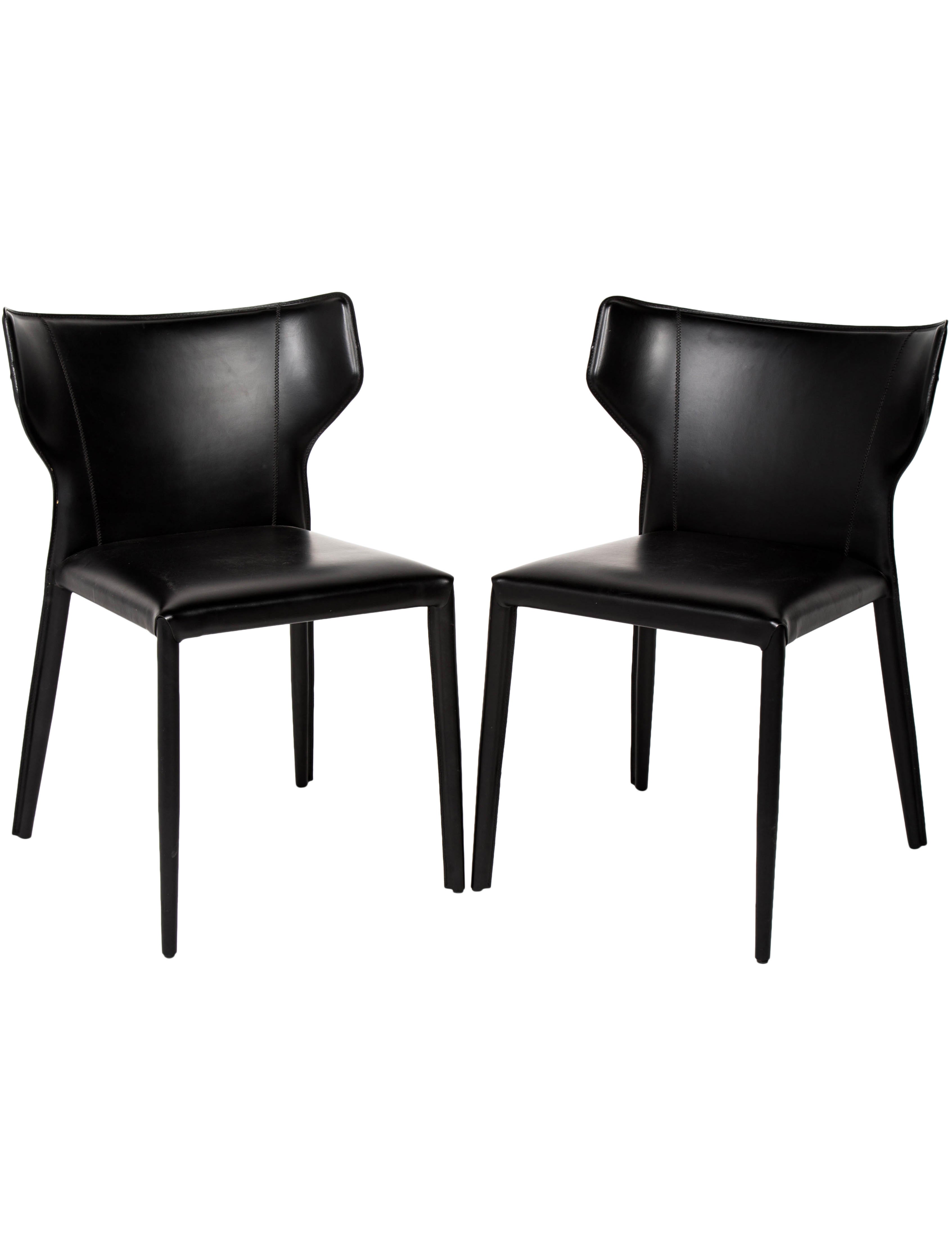 Natuzzi Italia Pair of Pi Greco Side Chairs - Black Seating, Furniture ...
