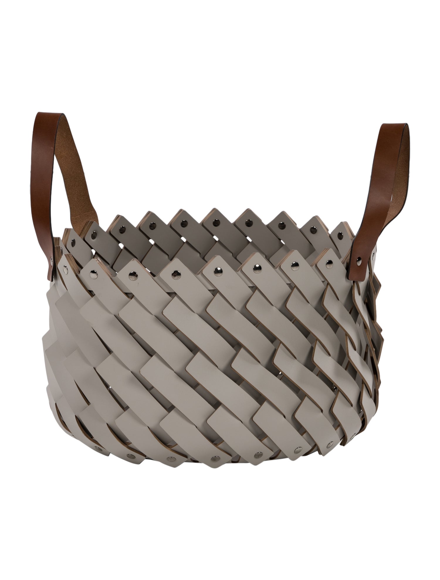 Nicole Sassaman x pinetti Woven Leather Basket - Grey Decorative ...