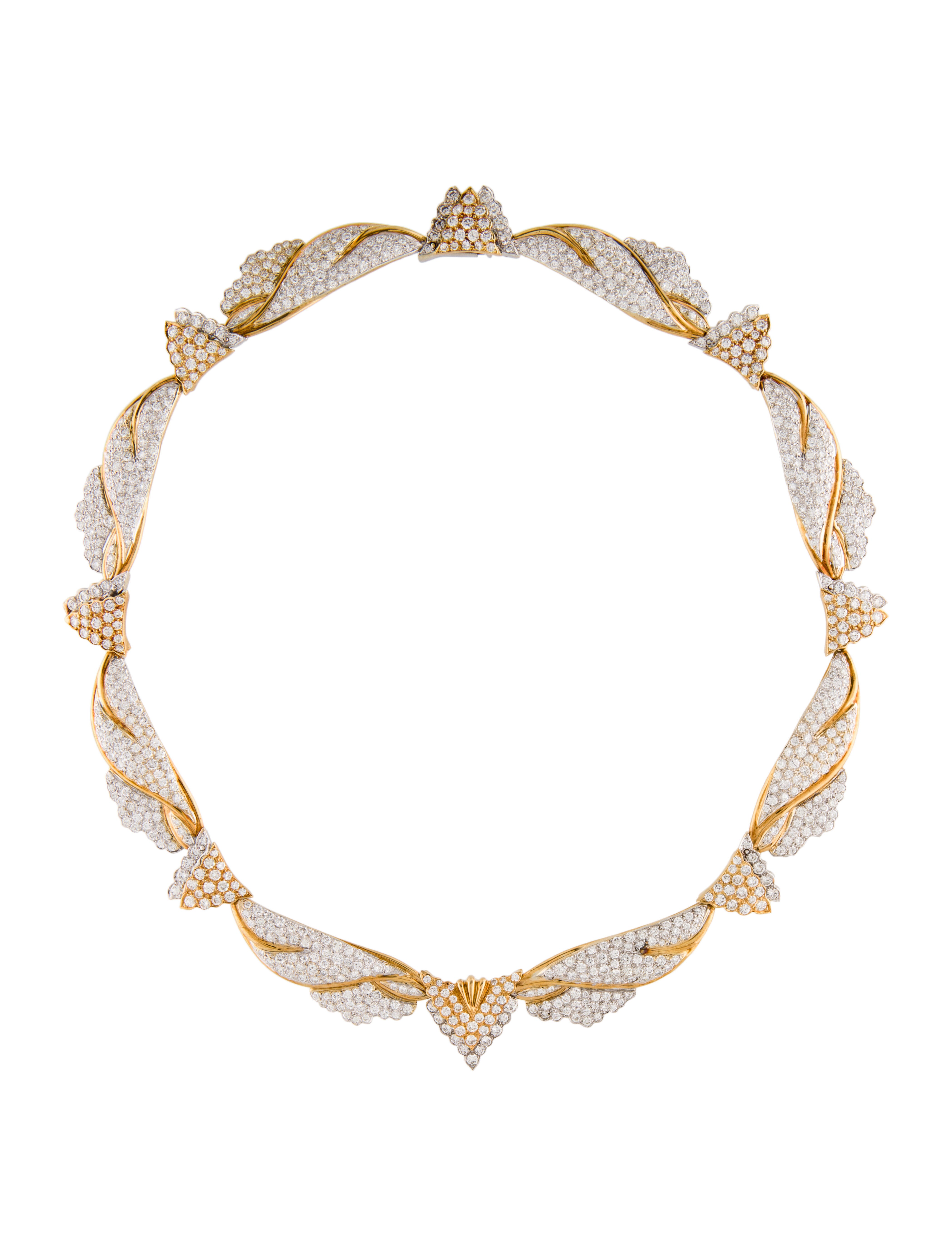 Necklace 18K 13.91ctw Diamond Collar Necklace - 18K Yellow Gold Collar ...