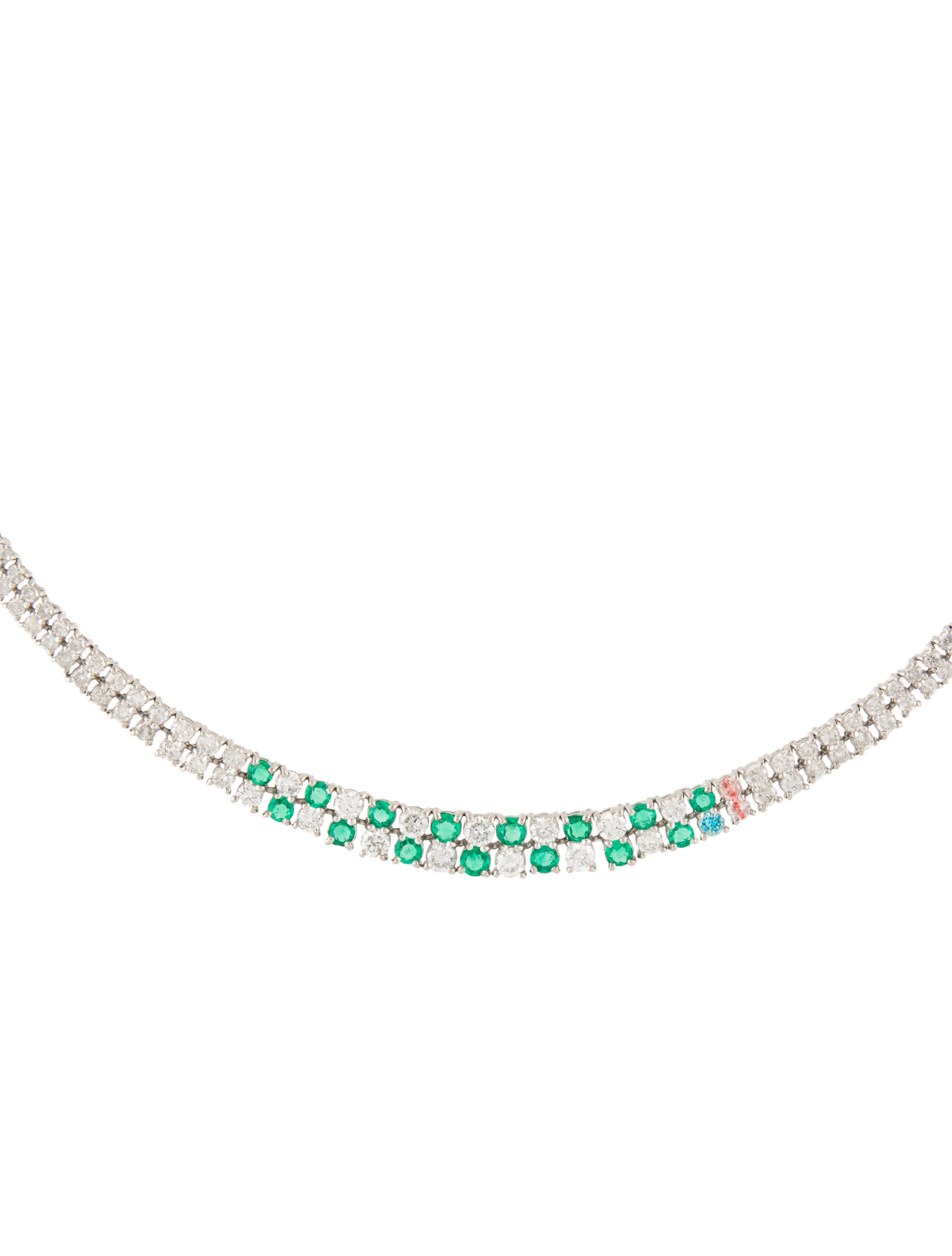 Necklace 18K Multistone & Diamond Filigree Collar Necklace - 18K Yellow ...