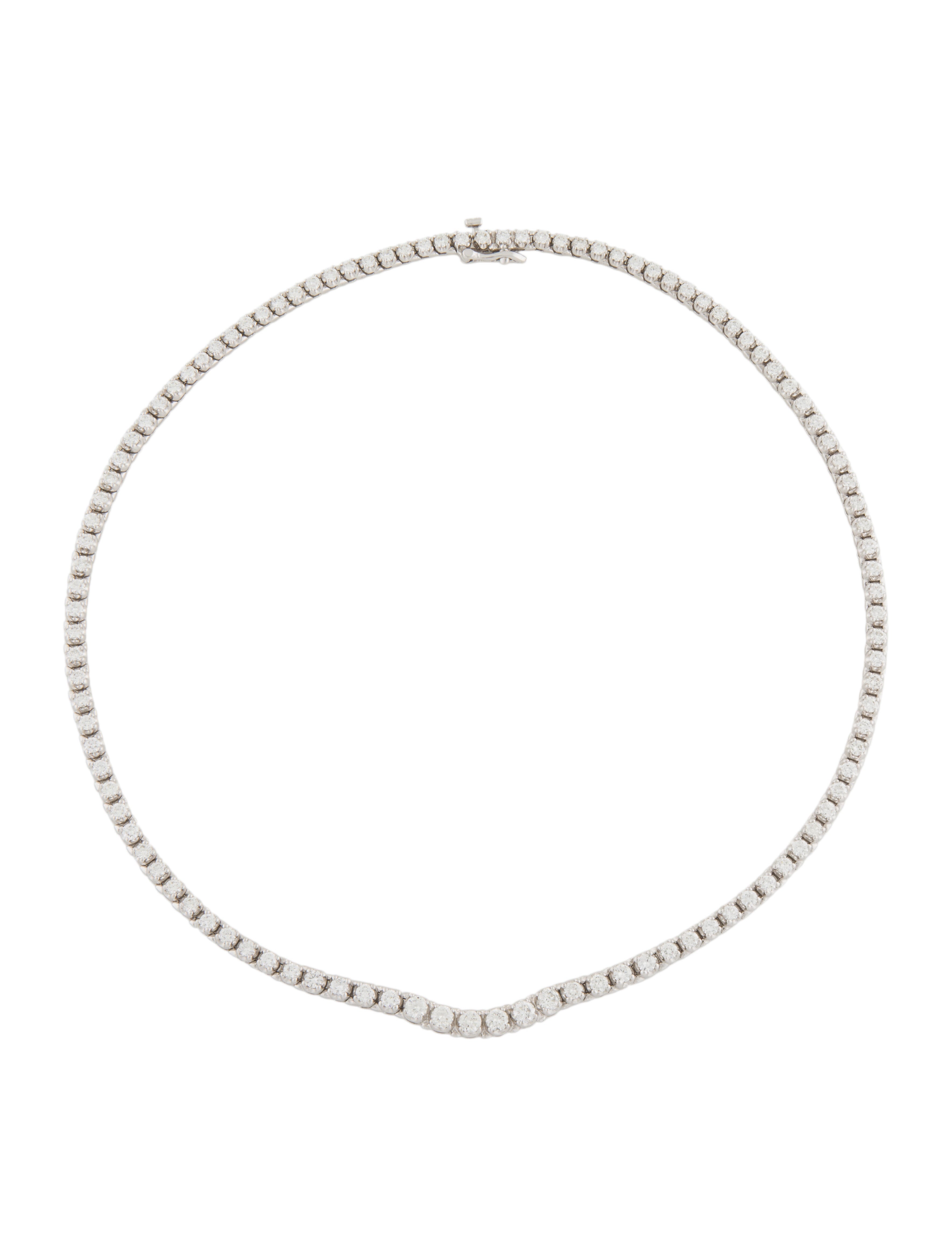 Necklace 14K 6.64ctw Diamond Straight Line Necklace - Rhodium-Plated ...