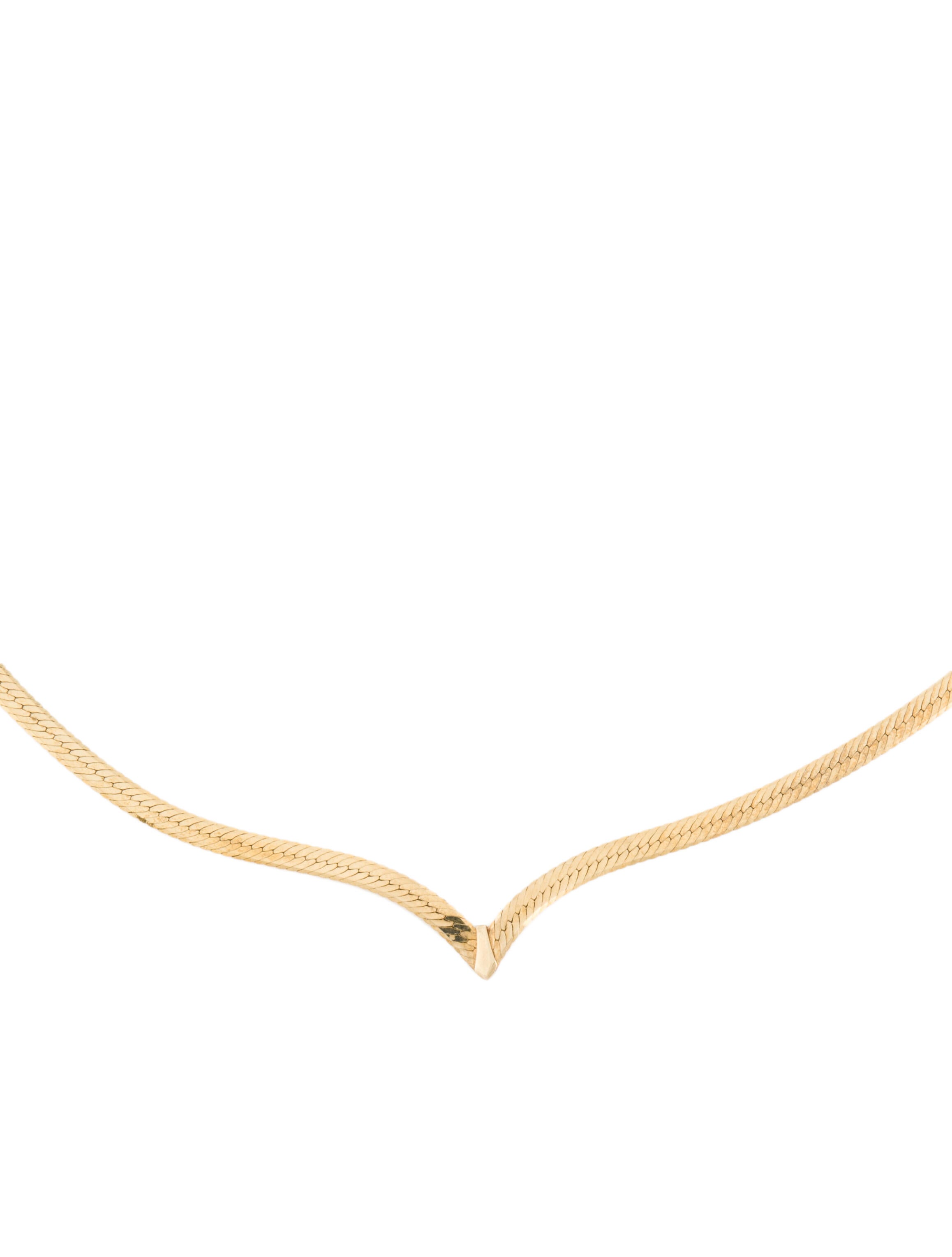 Necklace 14K Herringbone Link V Chain Necklace - 14K Yellow Gold Chain ...