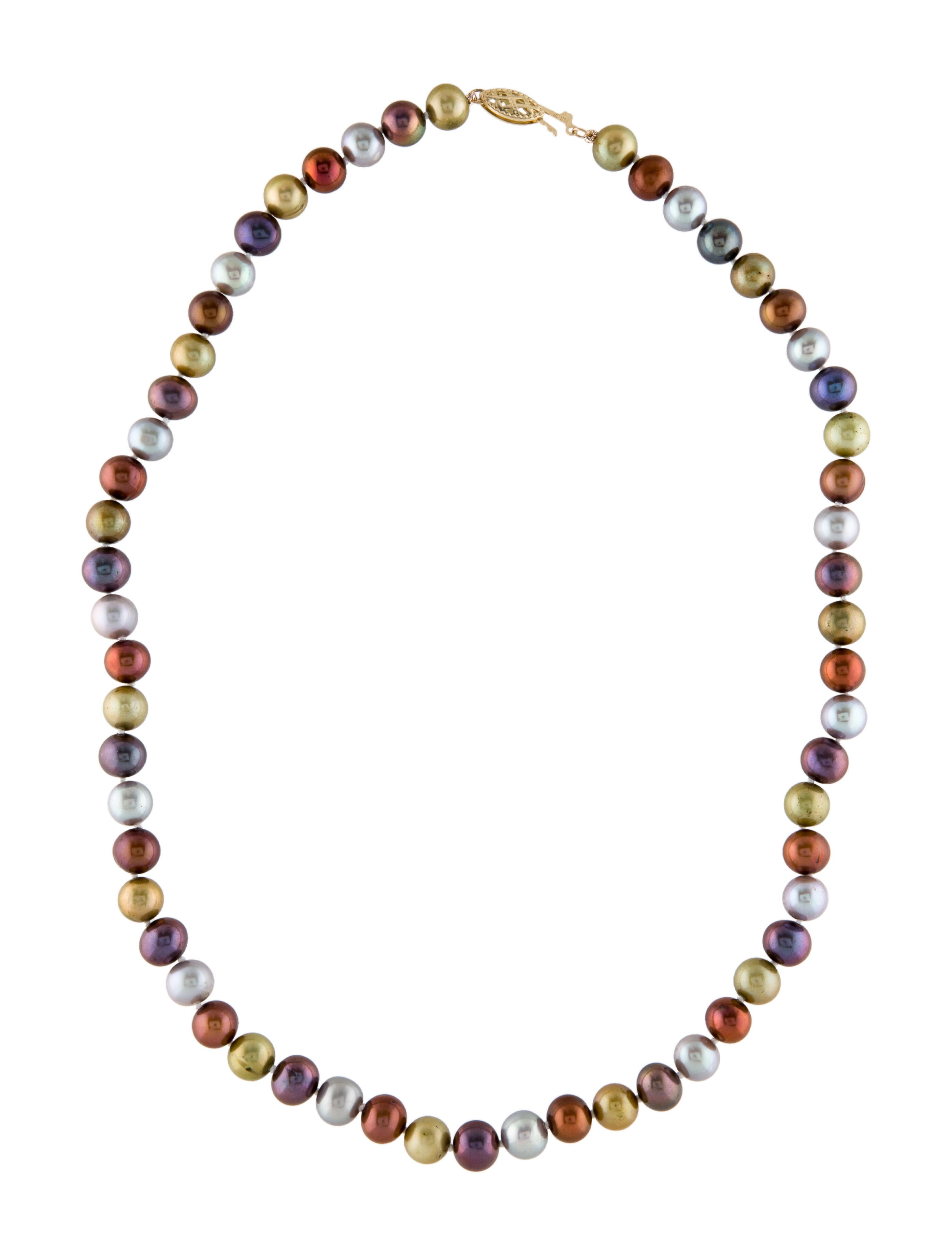 Necklace 14K Dyed Cultured Pearl Bead Necklace - 14K Yellow Gold Bead ...