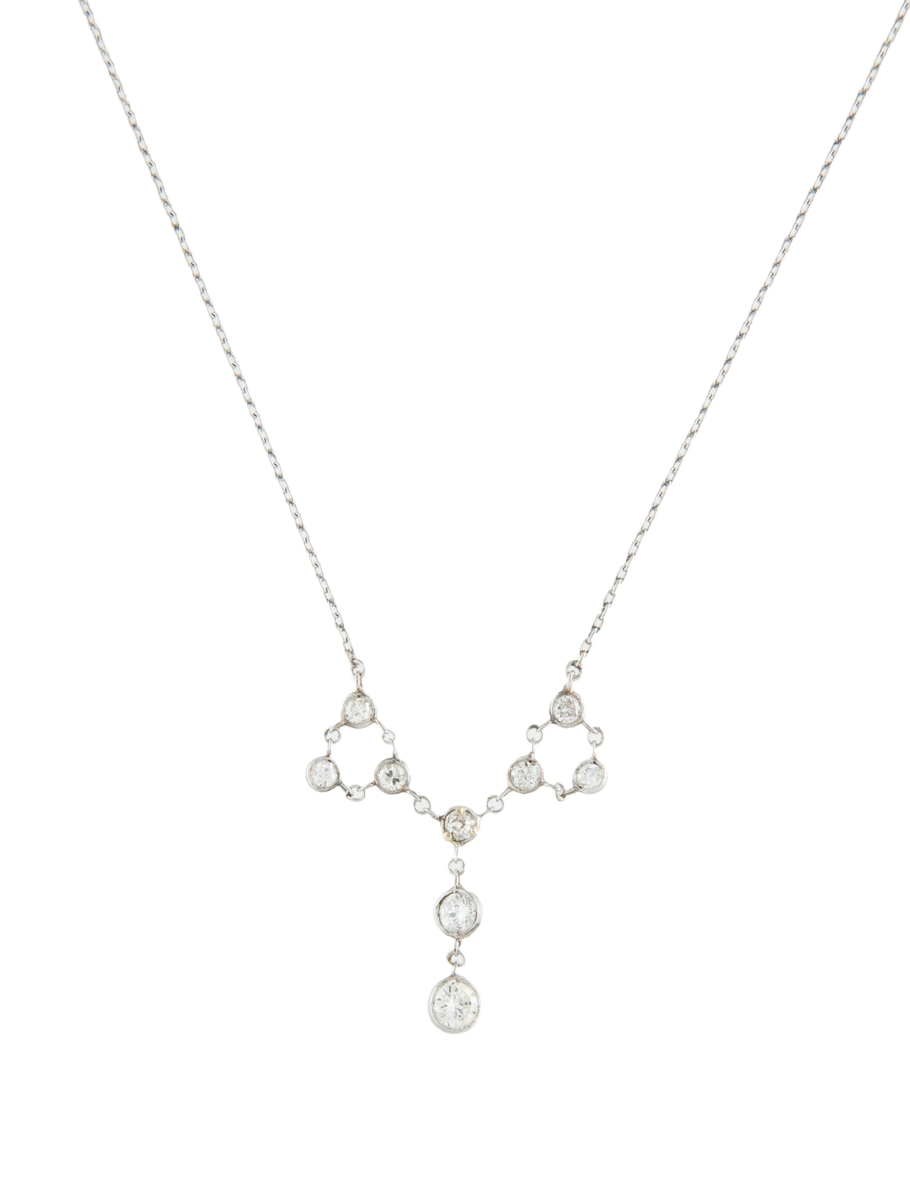 Necklace 18K Diamond Lavalier Necklace - 18K White Gold Lavalier ...